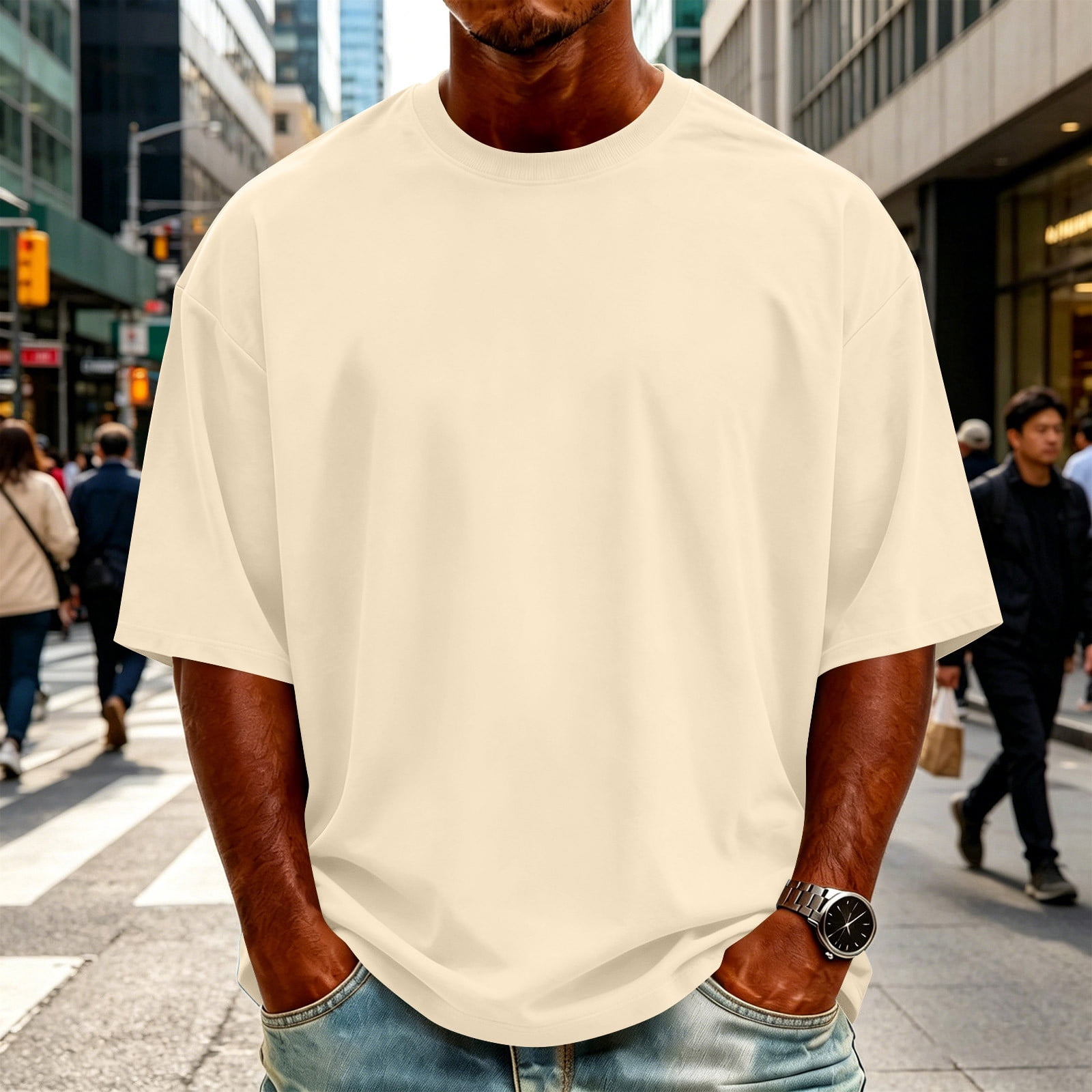 Ceisia Oversized Drop Shoulder Crew Neck Tees Solid Soft Fabric Loose ...