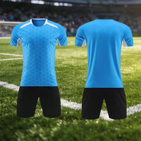 Ceisia Soccer Jersey and Shorts Set with Geometric Pattern Multi-Color ...