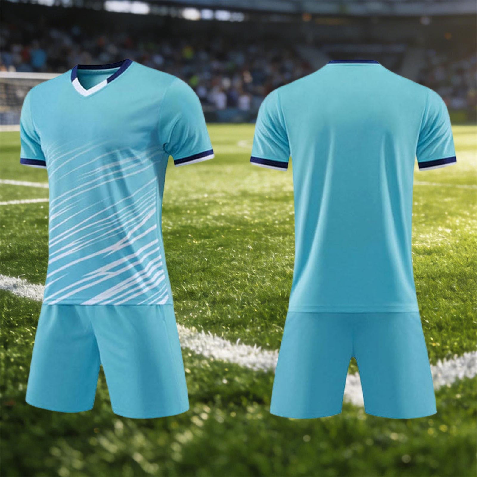 Ceisia Soccer Jersey and Shorts Set with Linear Pattern Multi-Color ...