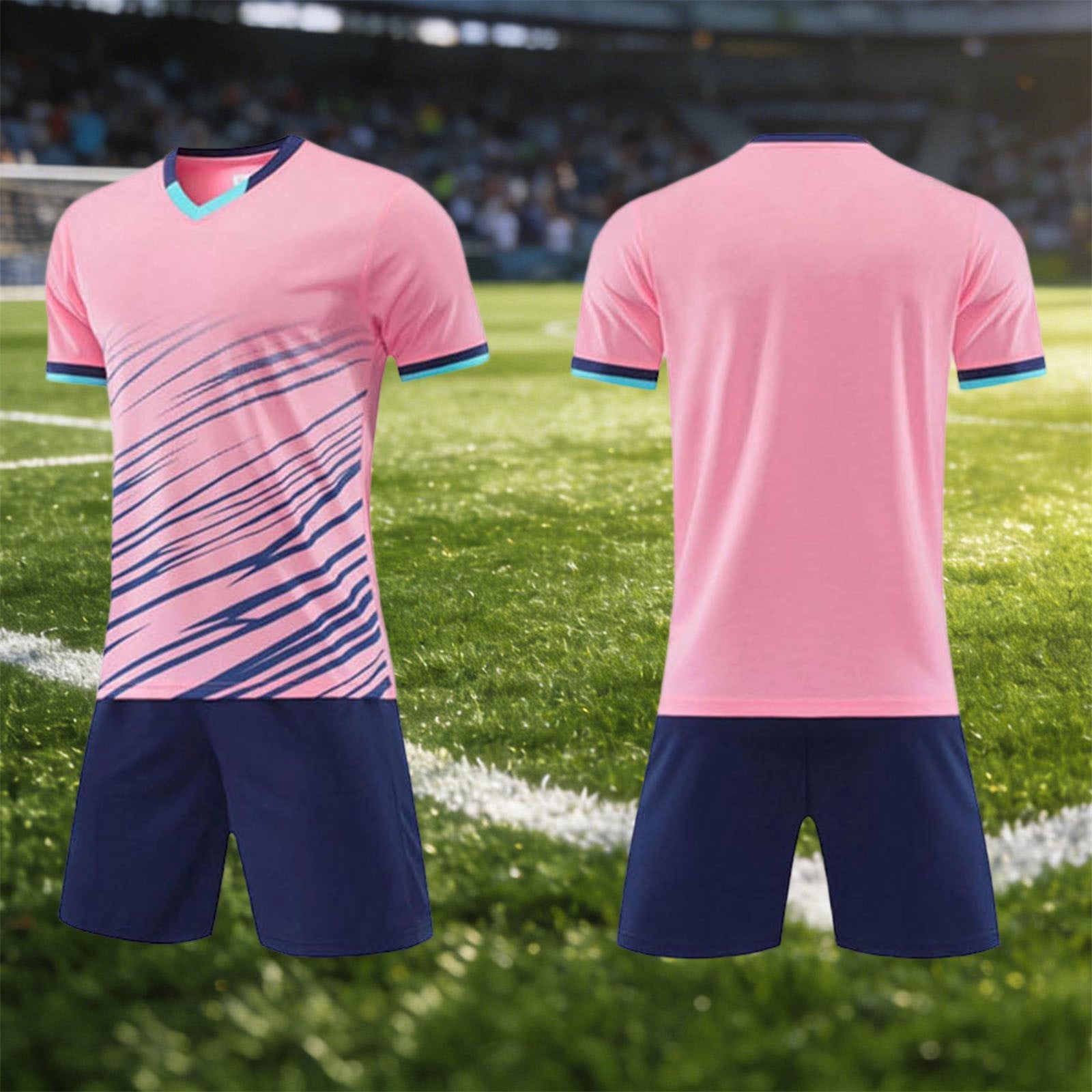 Ceisia Soccer Jersey and Shorts Set with Linear Pattern Multi-Color ...