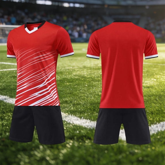 Ceisia Soccer Jersey and Shorts Set with Linear Pattern Multi-Color ...