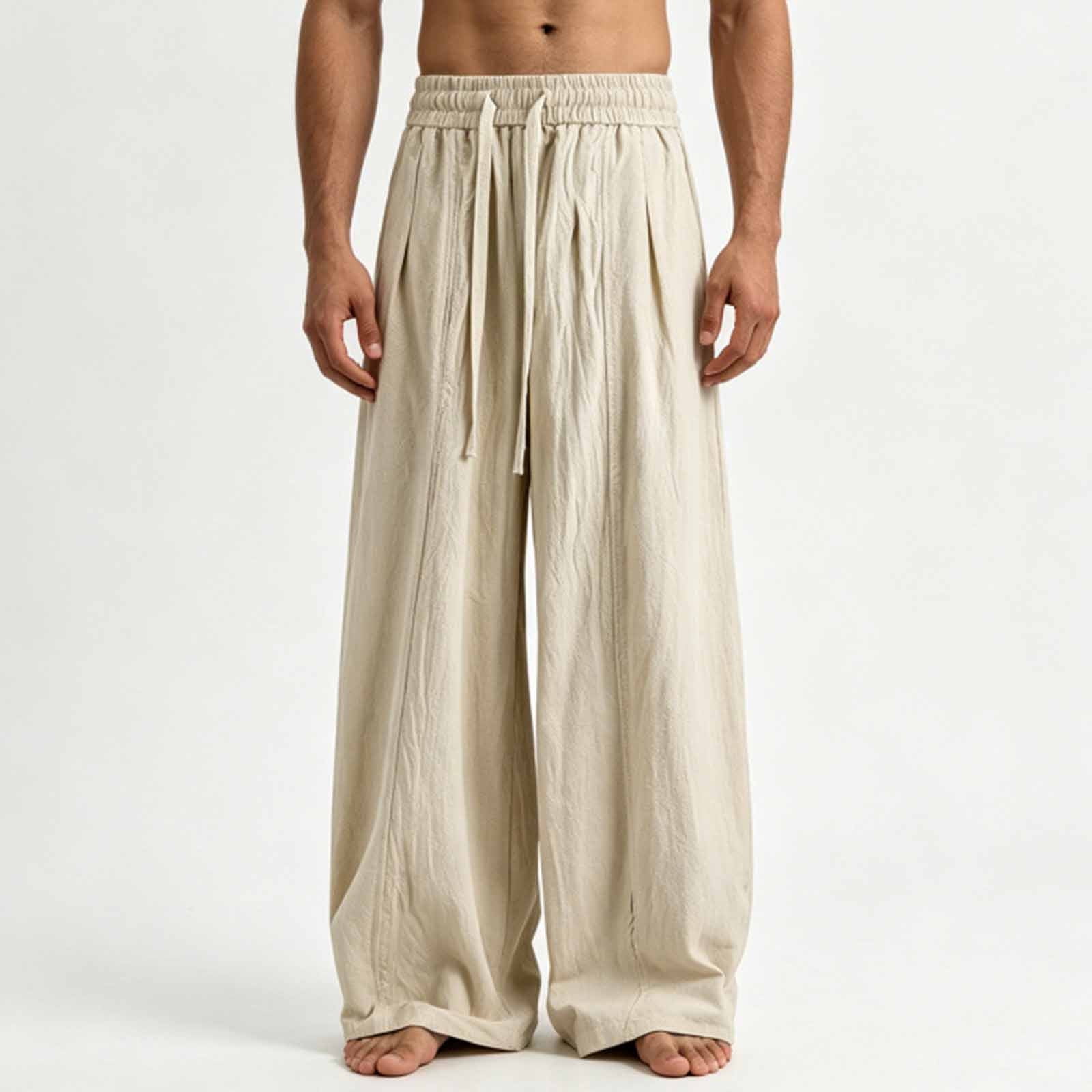 Ceisia Solid Linen Blend Drawstring Waist Harem Pants Side Pockets ...