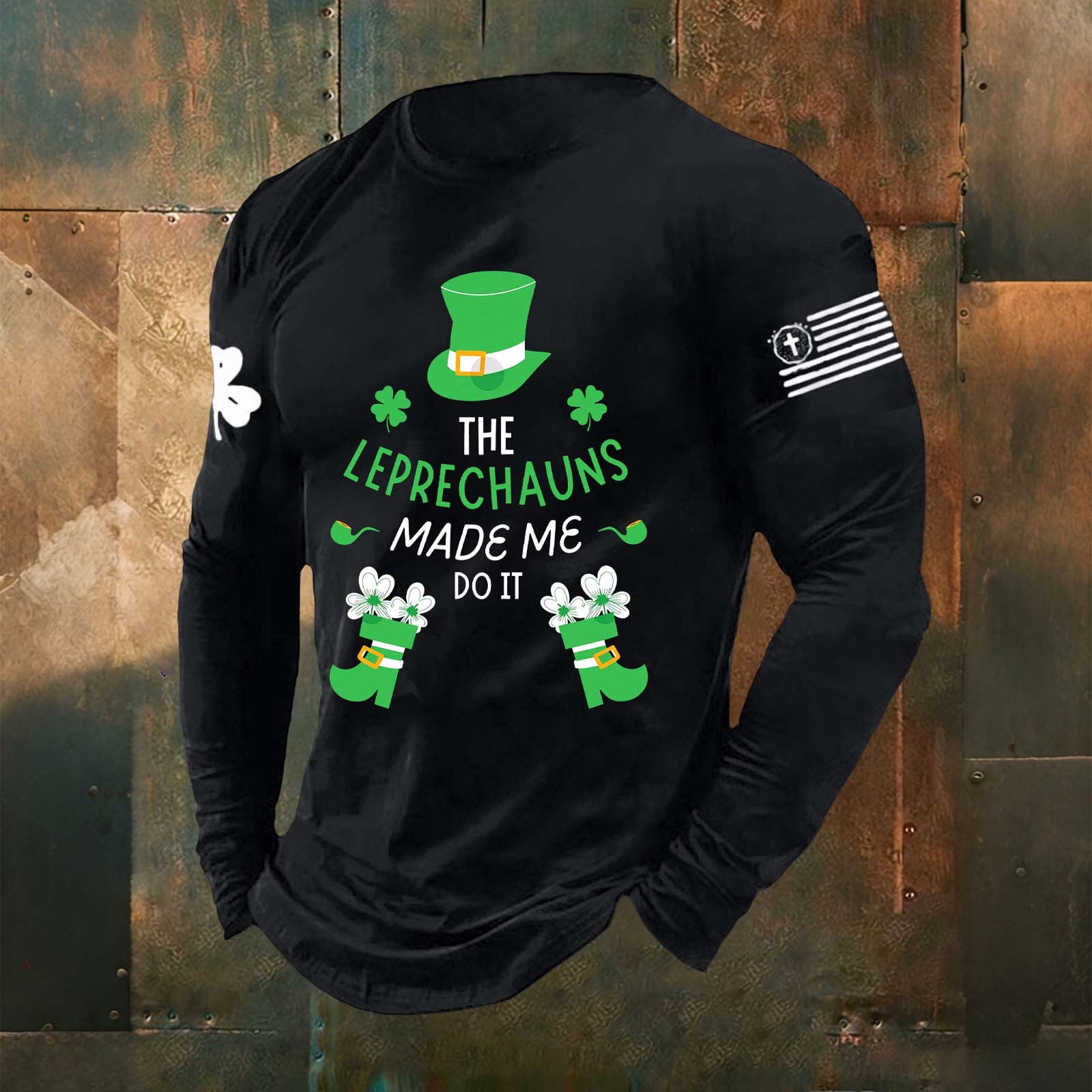 Ceisia St. Patrick's Day Men's Printed Round Neck Long Sleeve Casual T ...