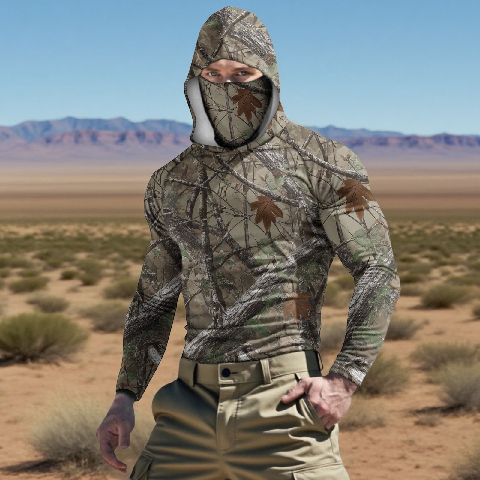Ceisia Sun Protection Hooded Shirt | UPF Camouflage Long-Sleeve ...