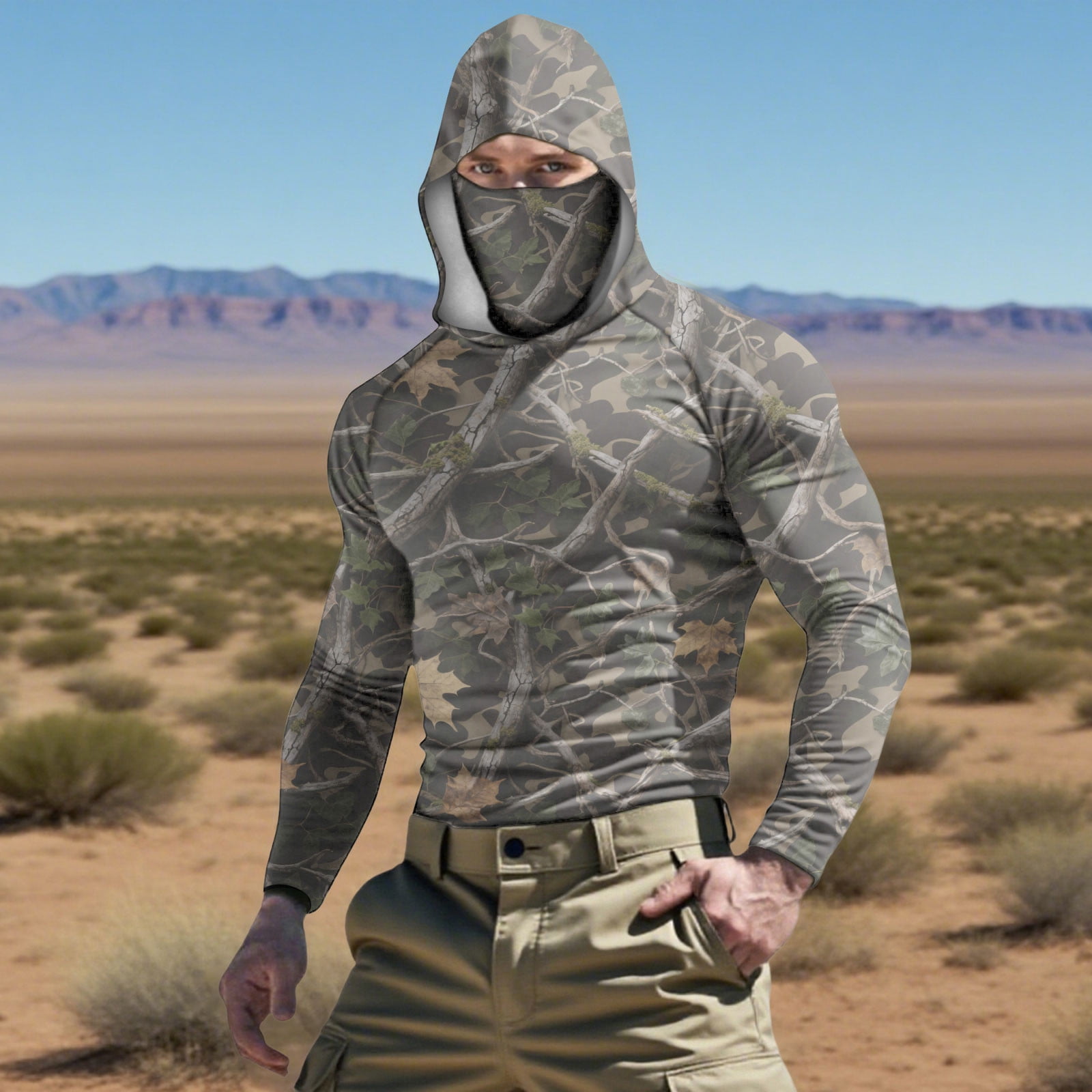 Ceisia Sun Protection Hooded Shirt | UPF Camouflage Long-Sleeve ...