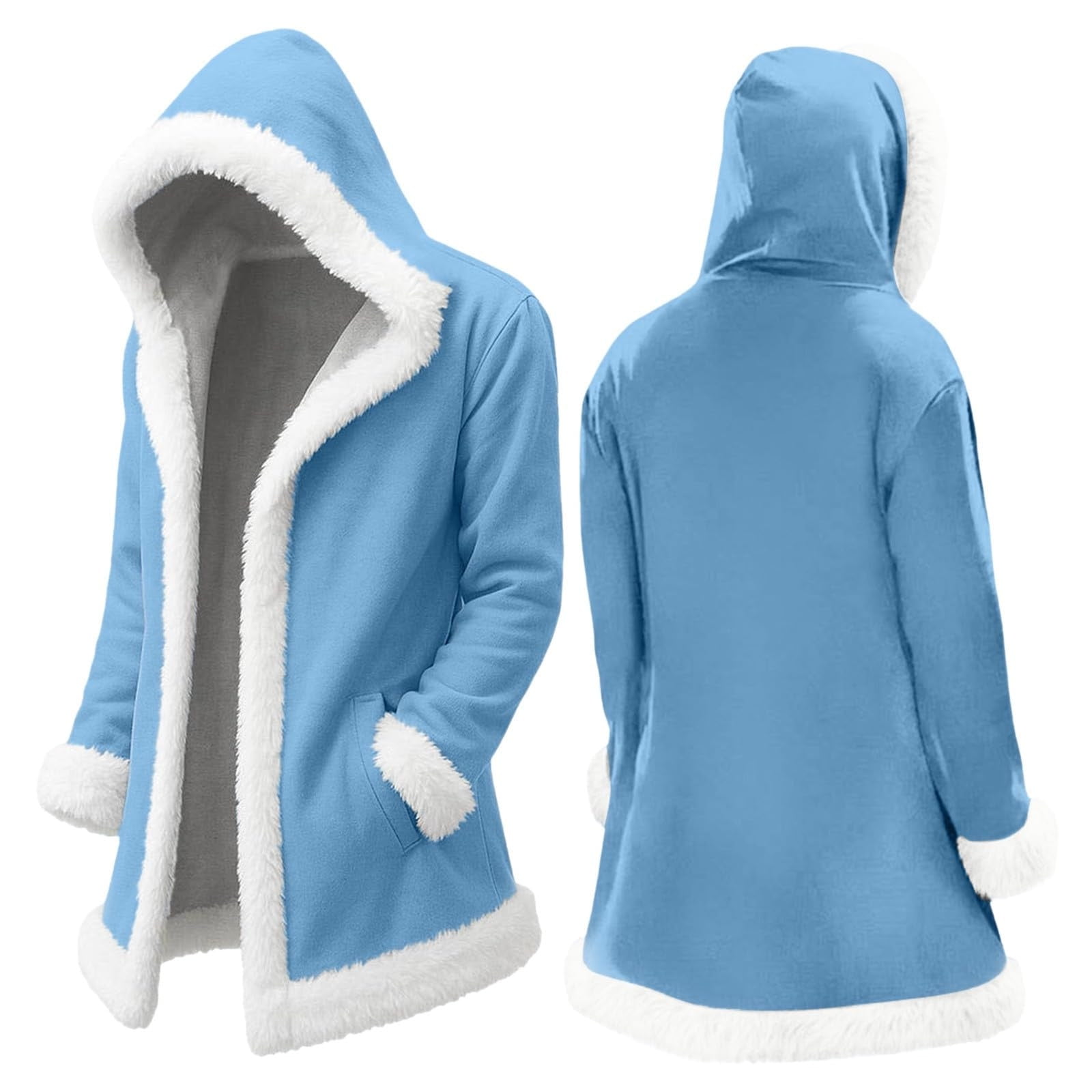 Ceisia Women's Christmas Solid Color Hooded Cardigan Long Sleeve Gift ...