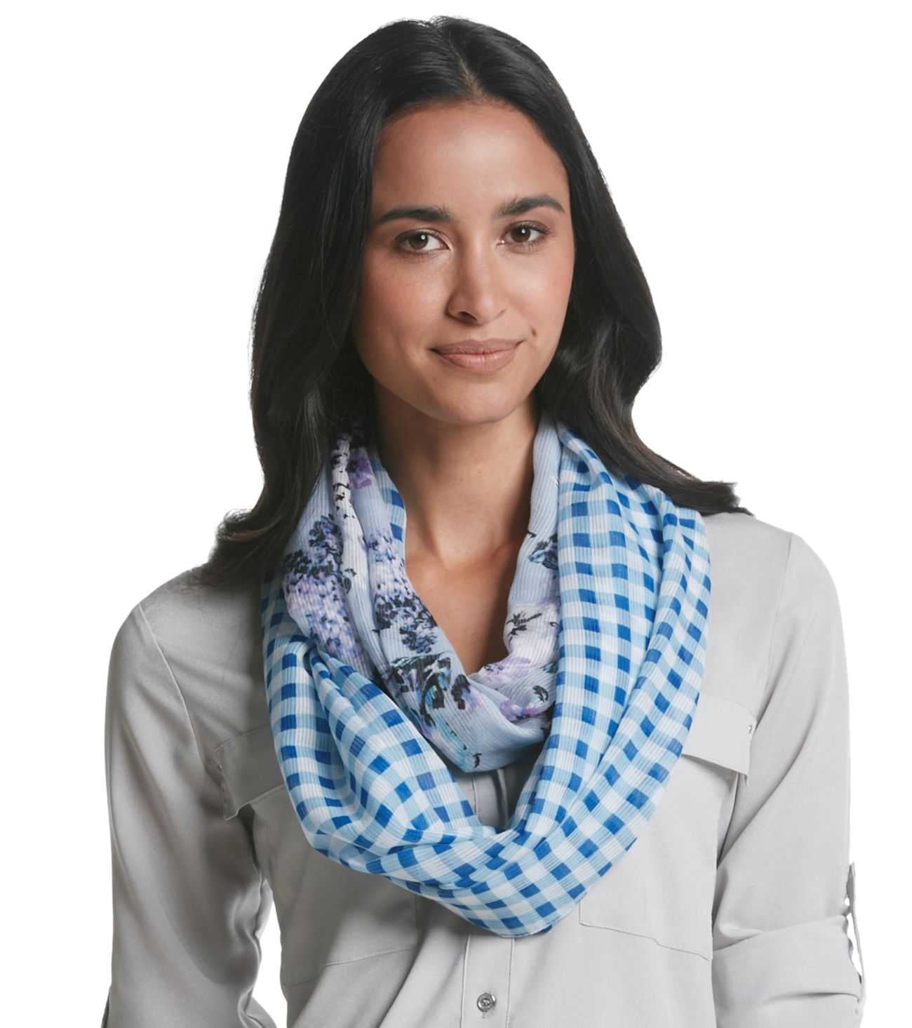 Cejon Gingham & Floral Mixed Print Infinity Loop, Neural - Walmart.com