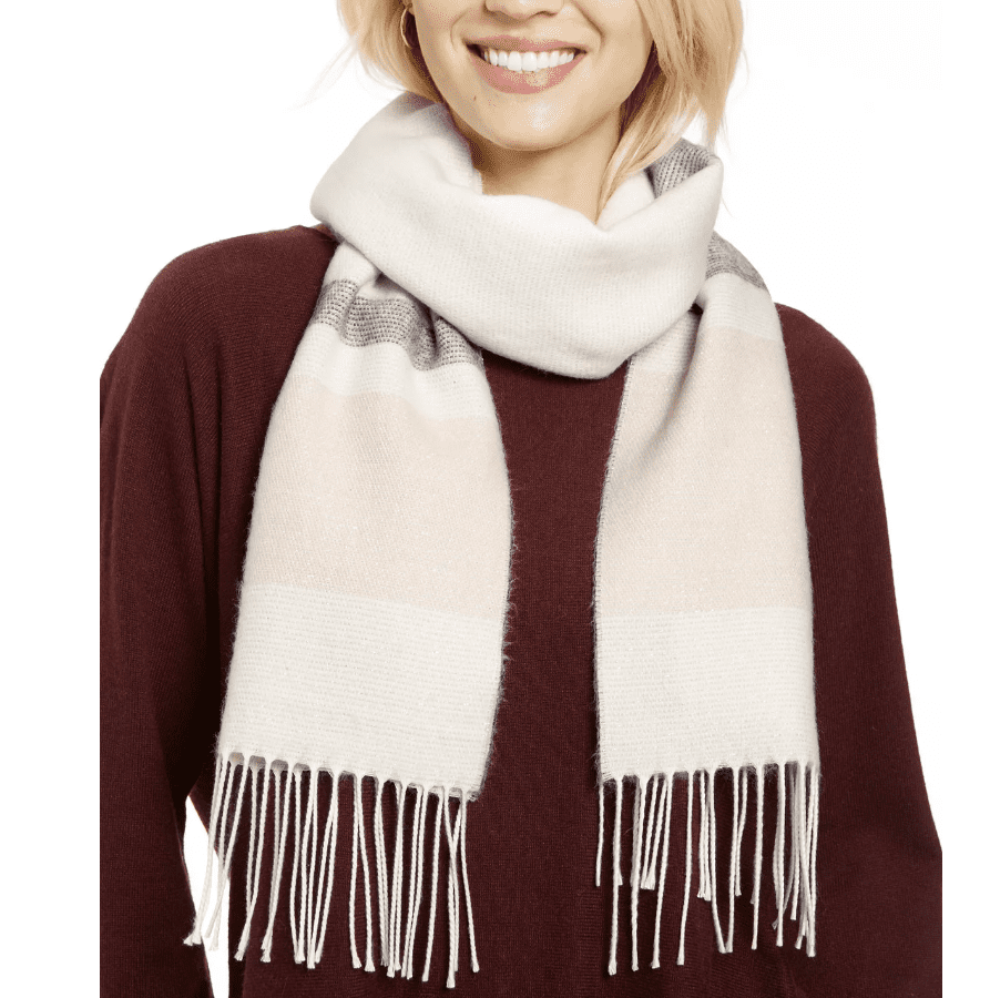 Cejon Metallic Fringe Italian Scarf Made in Italy - $36 Pink White Gray ...