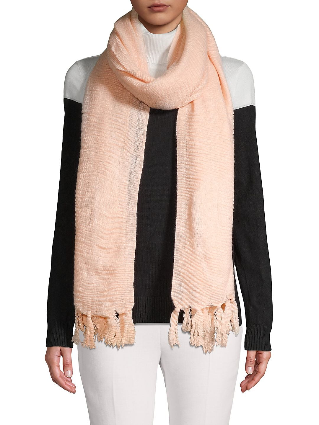 Cejon Ruched Fringe Knit Scarf - Walmart.com