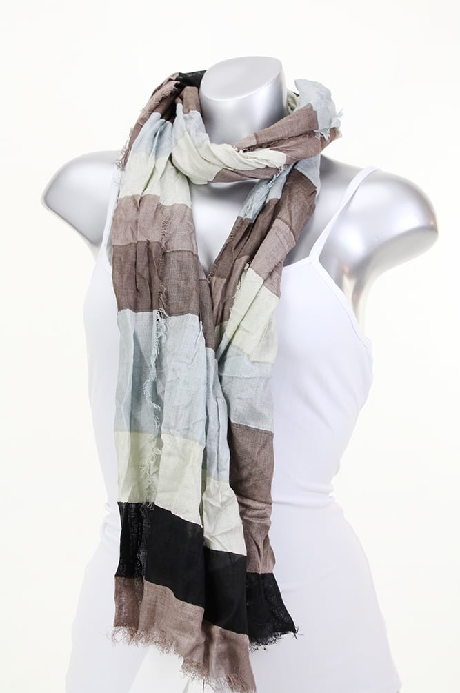 Cejon Taupe Striped Frayed Woven Scarf - Walmart.com