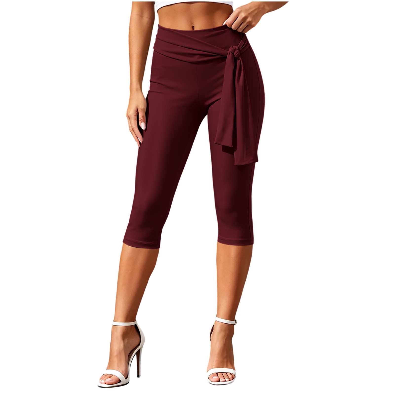 Cekizud Capri Leggings for Women High Waist Stretch Slim Fit Yoga ...