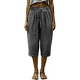Cekizud Capri Pants for Women High Stretch Pull On Waist Relaxed Fit ...