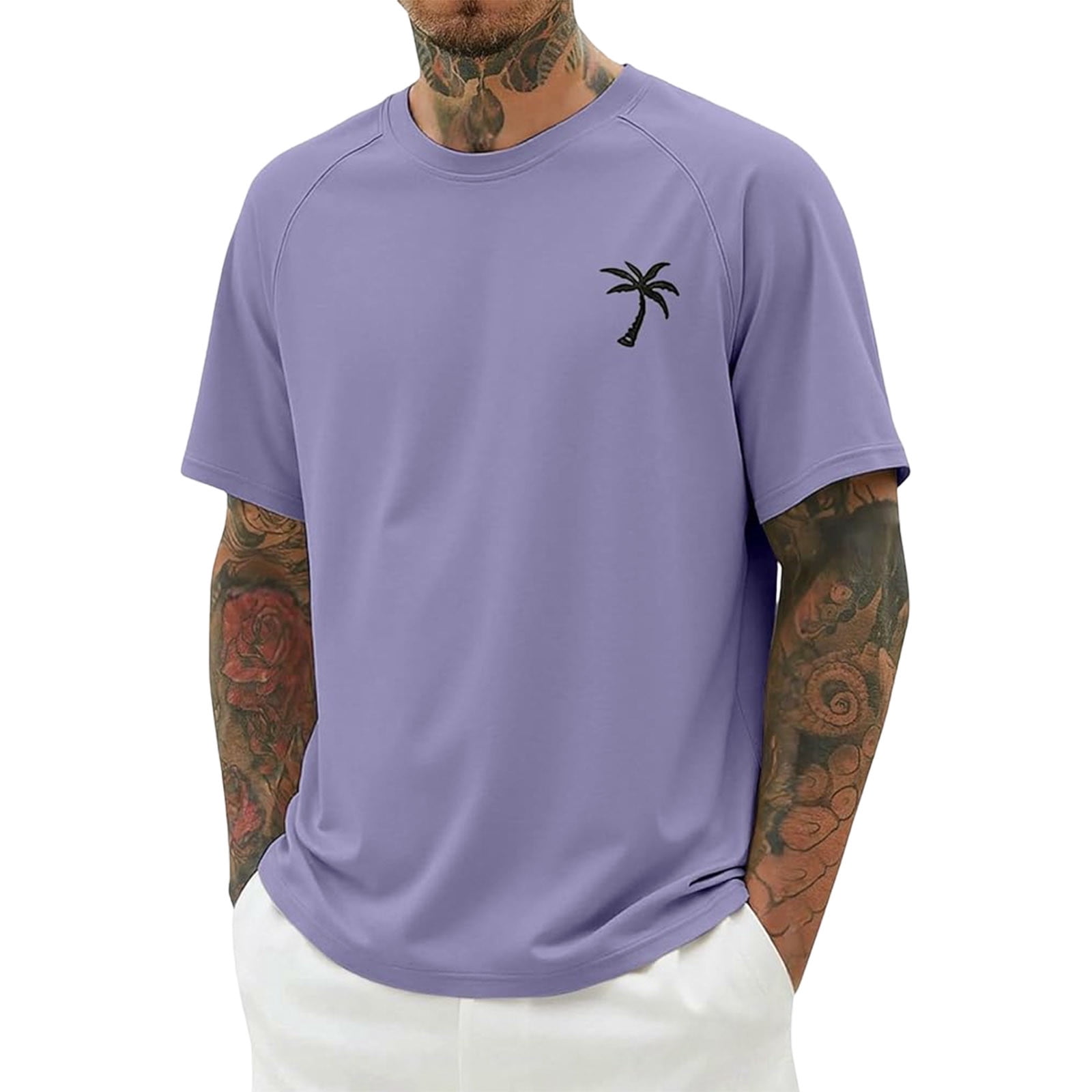 Cekizud Shirts for Men Print Casual Short Sleeve Round Neck Shirts ...