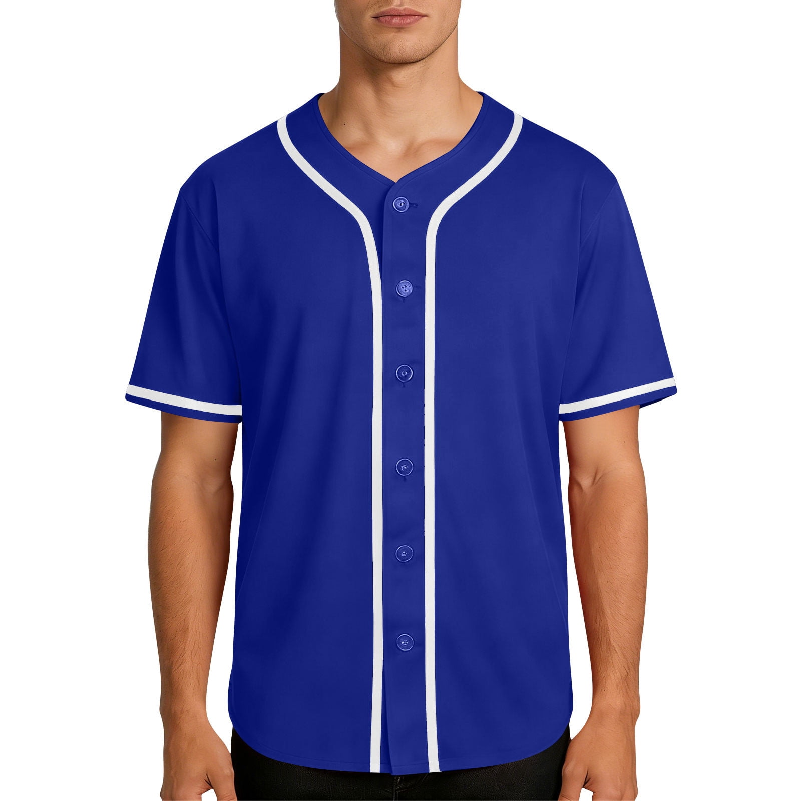 Cekizud Shirts for Men Short Sleeve Baseball Jersey Button Down Casual ...