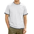 Cekizud Shirts for Men Solid Color Trendy Loose Thin Short Sleeved Crew ...