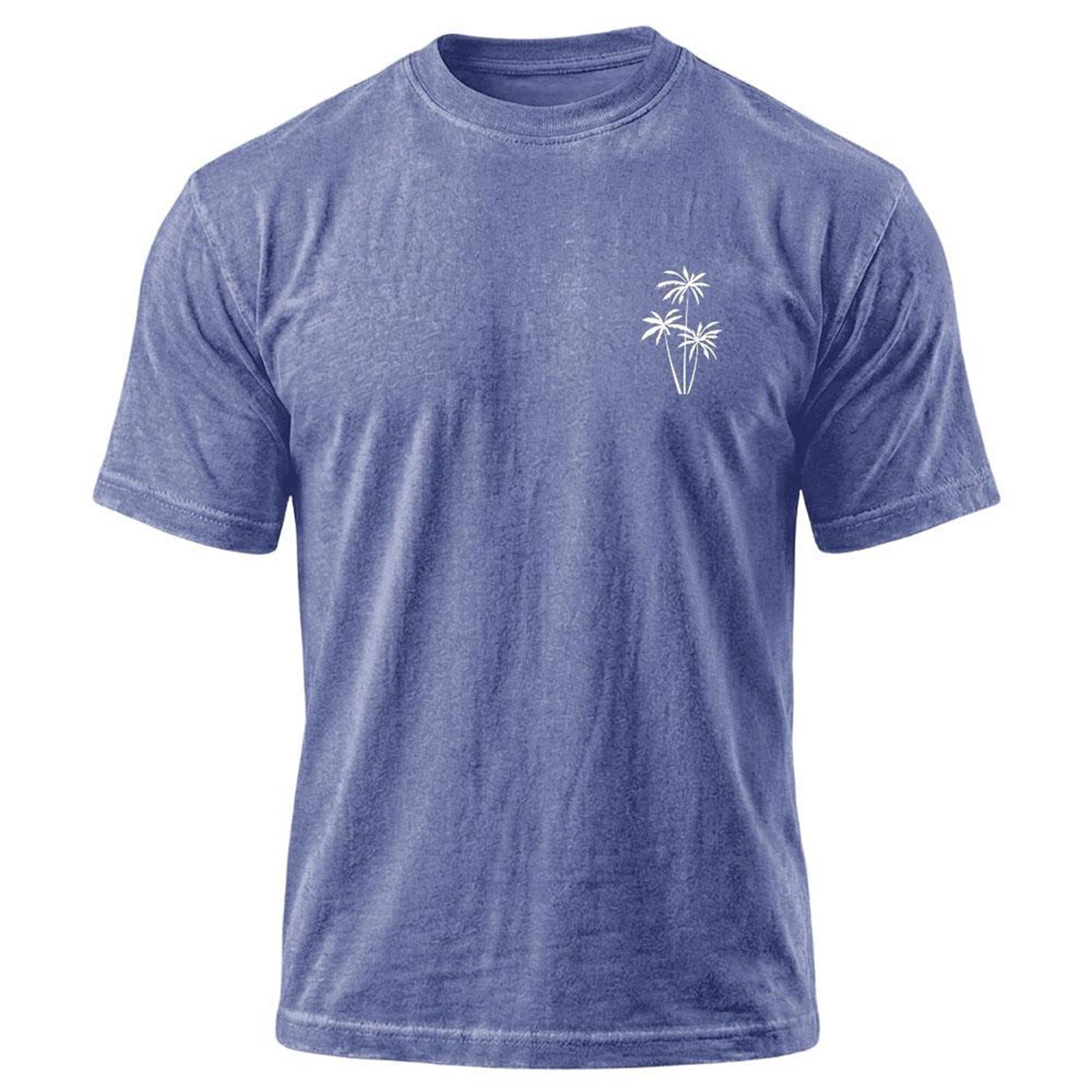 Cekizud T Shirts for Man Casual Solid Color Crew Neck Print Short ...
