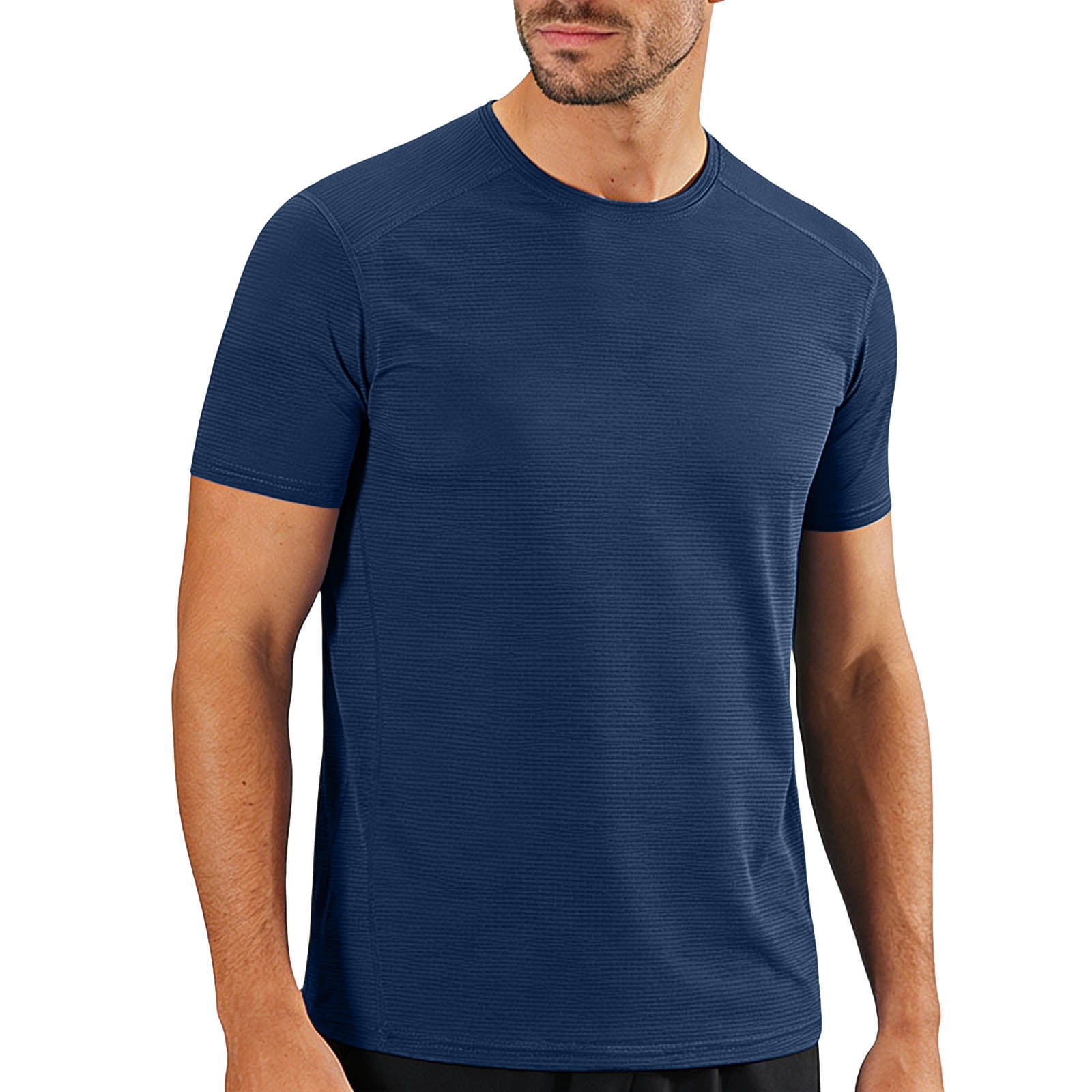 Cekizud T Shirts for Man Short Sleeved Solid Color Running Fitness Top ...