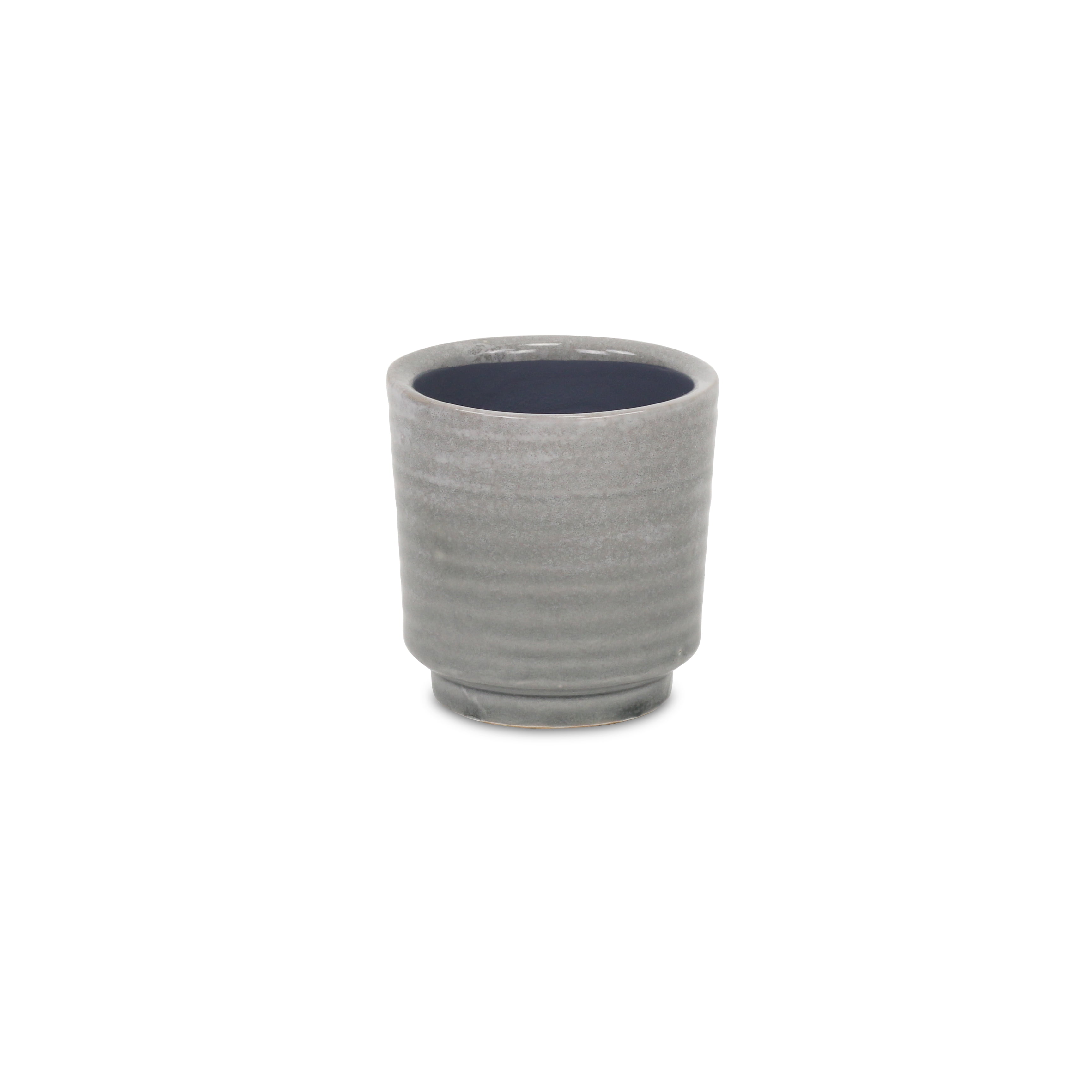 Celadi Gray Rippled Ceramic Pot - Small - Walmart.com