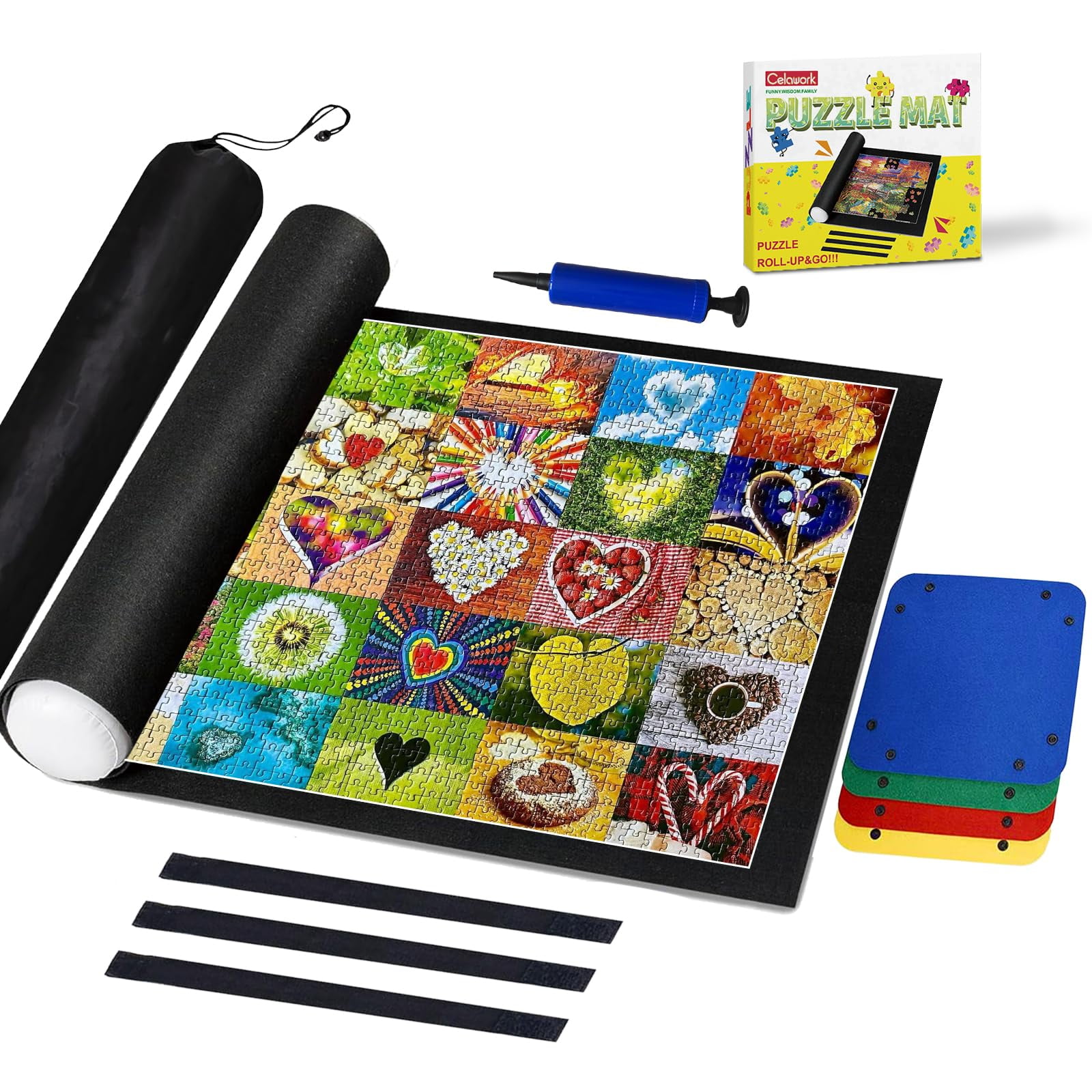 Celawork 1000 Pieces Puzzle AIF4 mat roll up with Puzzle Sorting Trays ...
