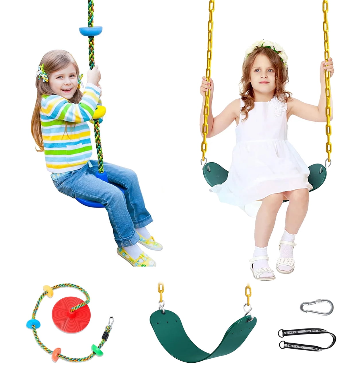 Celawork Swing Set 2-Pack for Kids, Heavy Duty Seat with Chains, Red ...