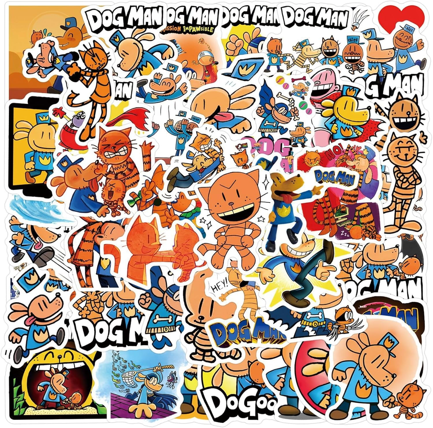 CeleBoo 55pcs Dogman Cartoon Stickers for Man, Cute Funny Cartoon ...