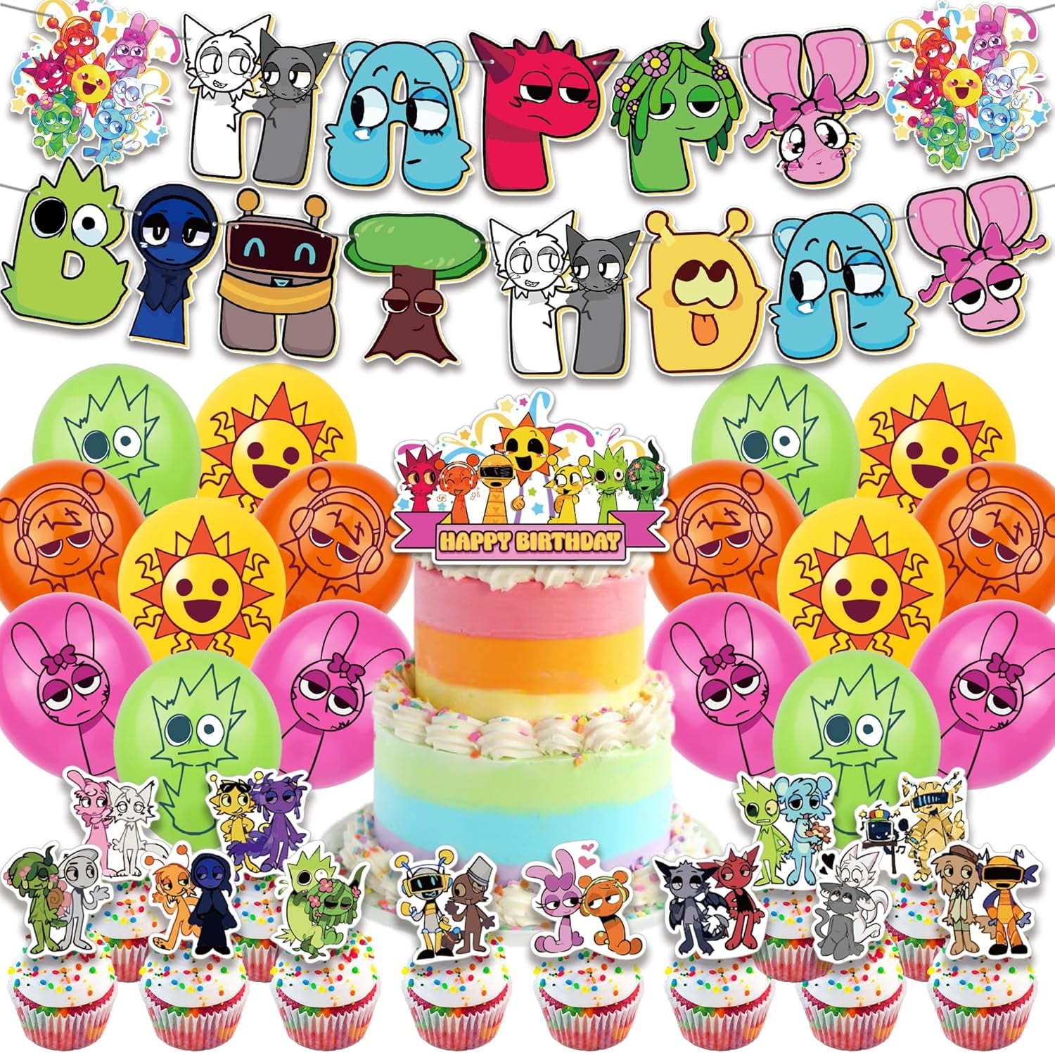 CeleBoo Sprunki Birthday Party decorations,Sprunki Party Supplies ...