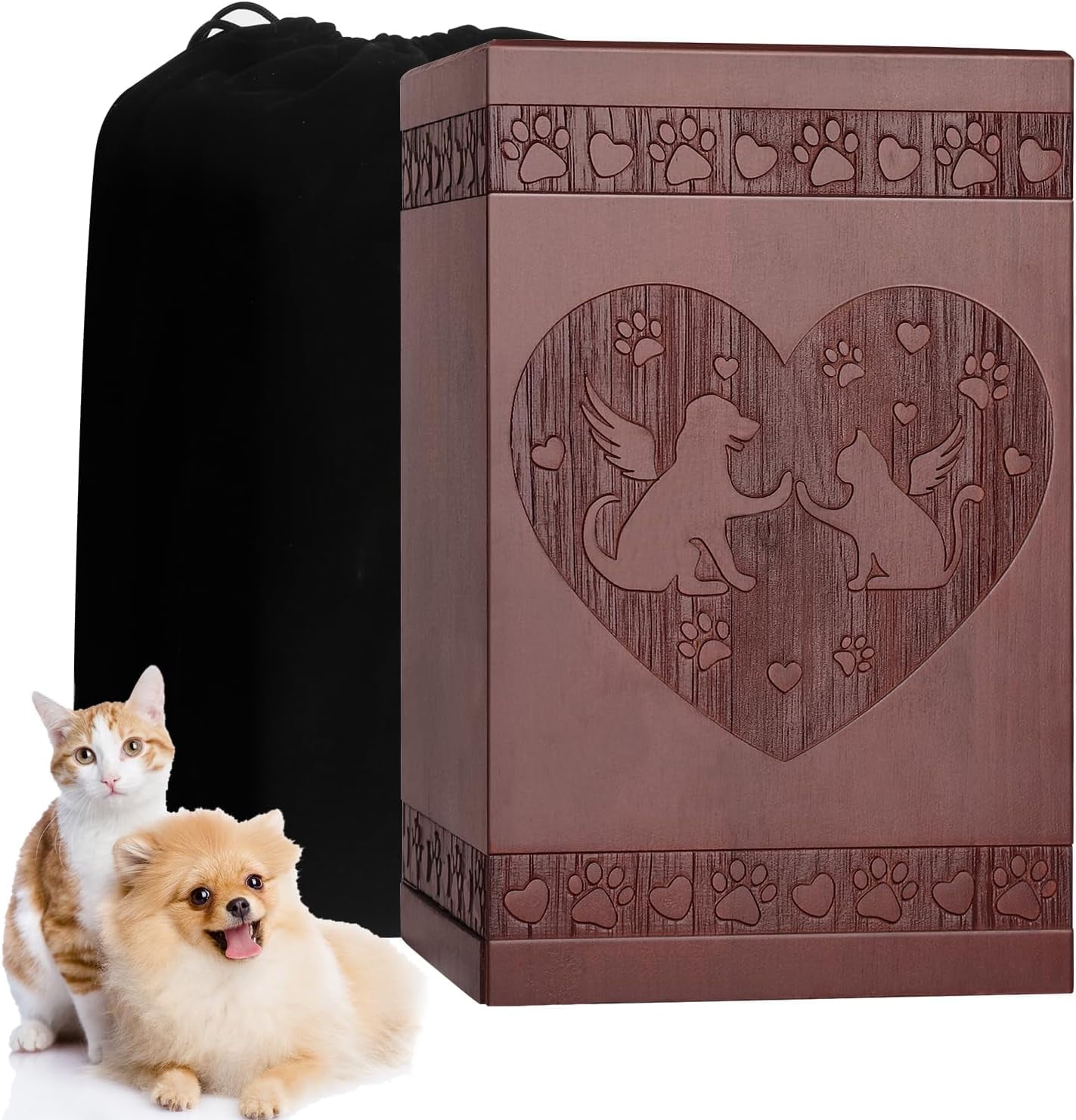 CelePeace Carve Pet Urns for Dog Ashes, Wooden Dog Urns Cat Urns for ...