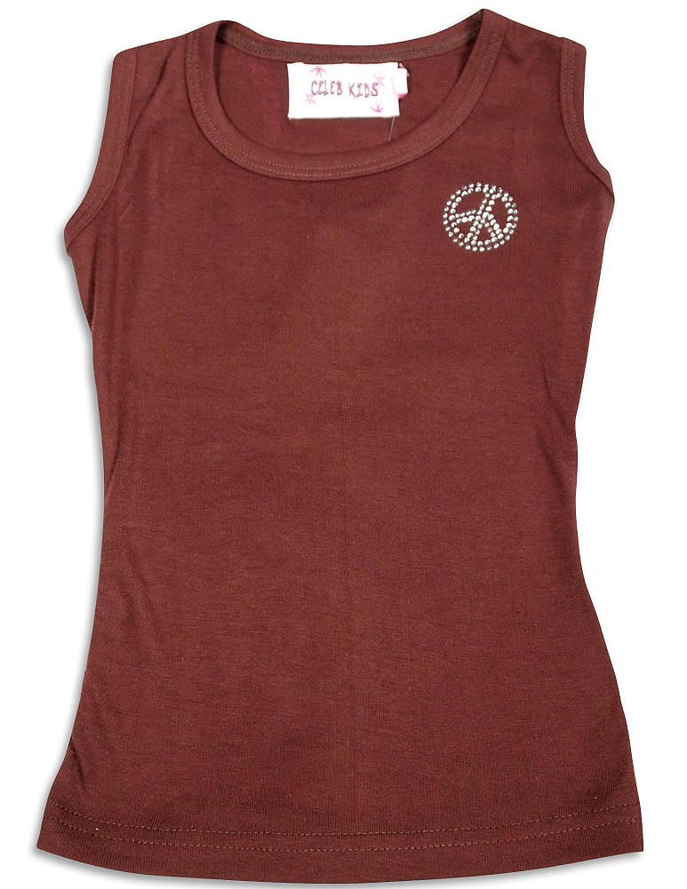 Celeb Kids - Little Girls Tank Top 29227-2 (brown pink peace) - Walmart.com