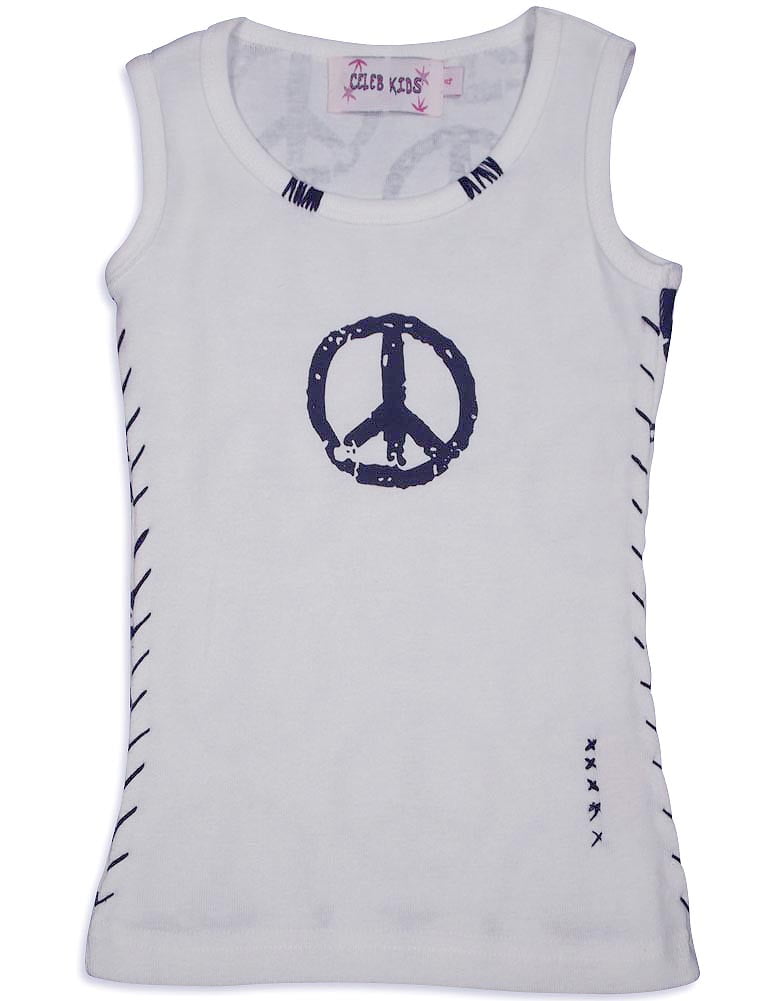 Celeb Kids - Little Girls Tank Top 29230-4 (white peace) - Walmart.com