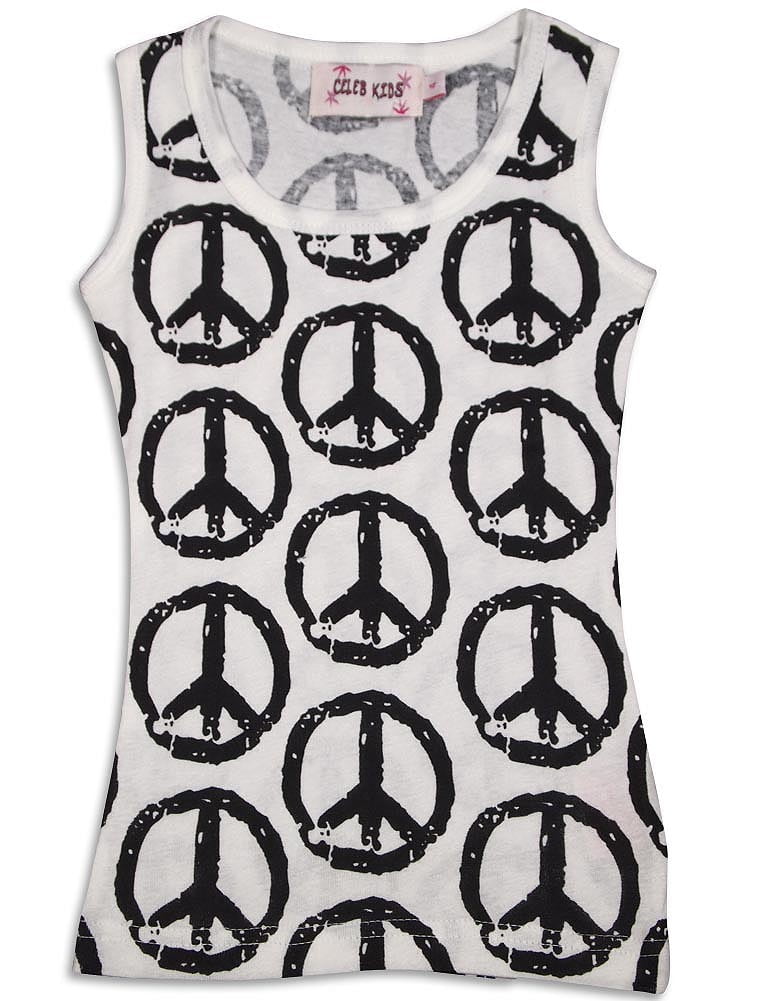 Celeb Kids - Little Girls Tank Top 29232-4 (white allover peace ...
