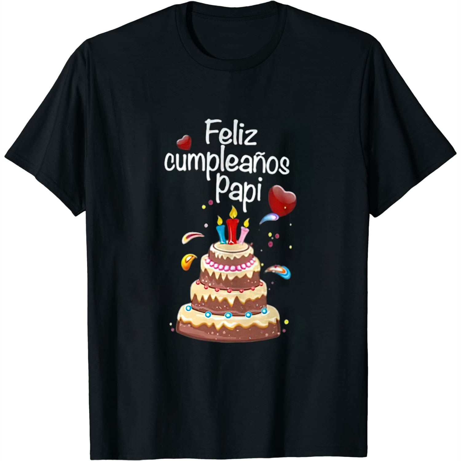 Celebración de Papá, Feliz Cumpleanos Papi Womens T-Shirt Black M ...