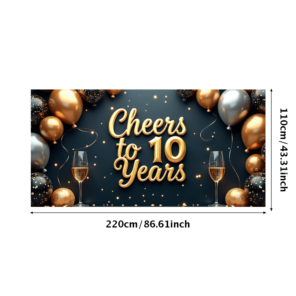 Celebrate 10 Years Anniversary Banner Cheers Party Backdrop Background ...