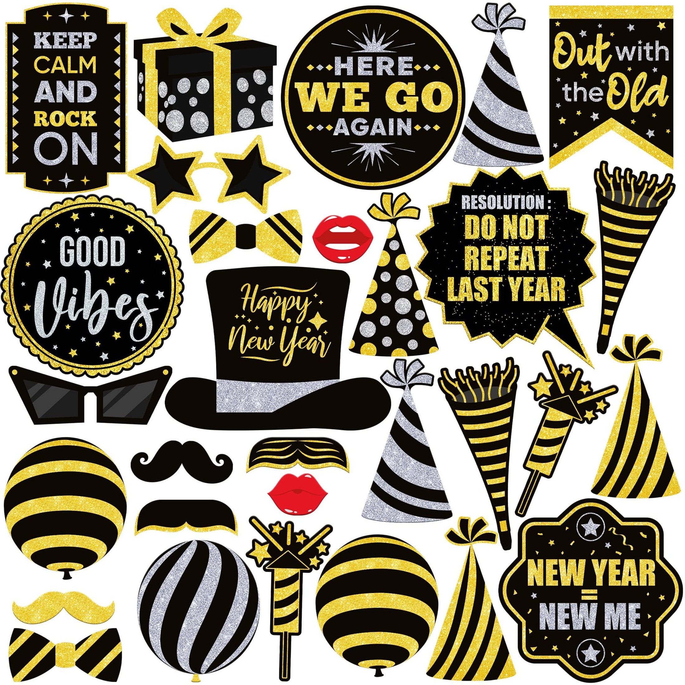 Celebrate 2024 with our Festive New Year Photo Booth Props Pack! 30 Fun ...