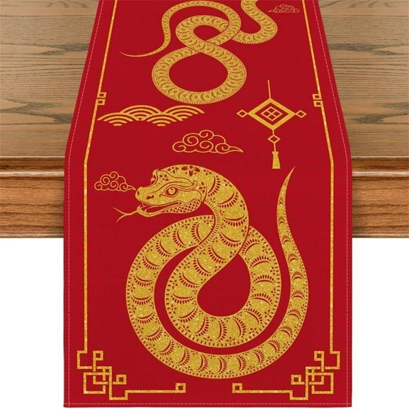 Celebrate 2025 with Snake Themed Table Runner for Dining Room ...