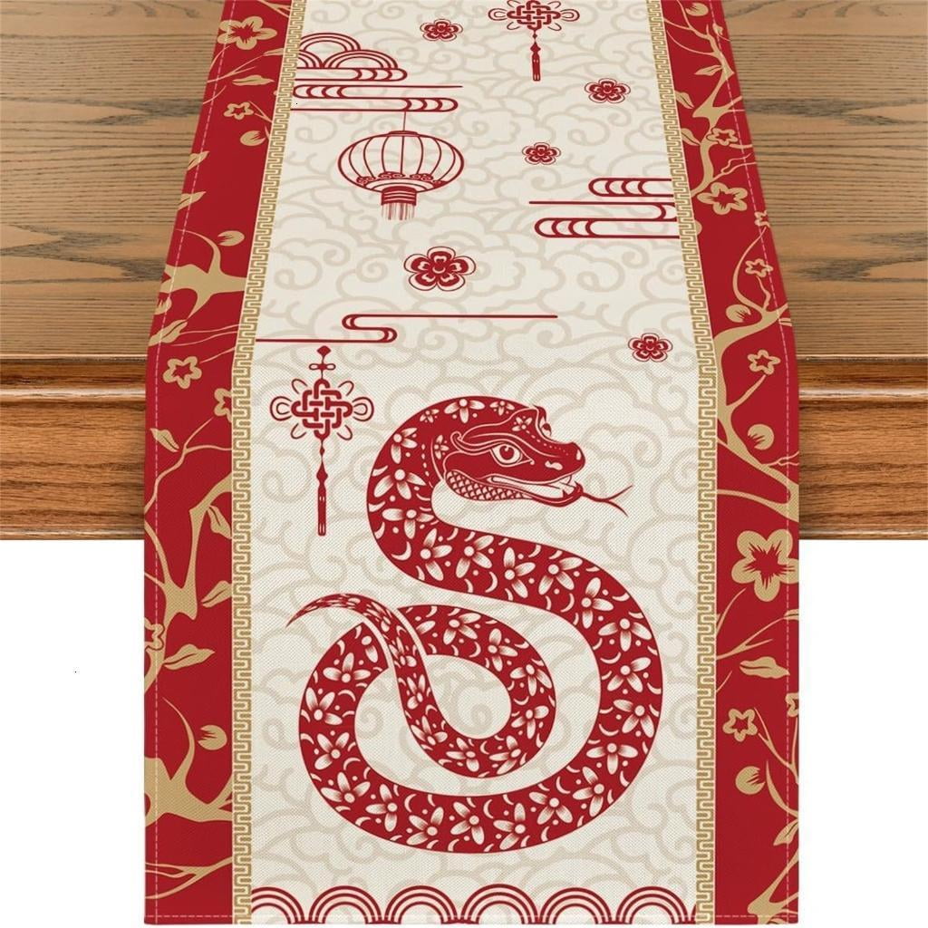 Celebrate 2025 with Snake Themed Table Runner for Dining Room ...