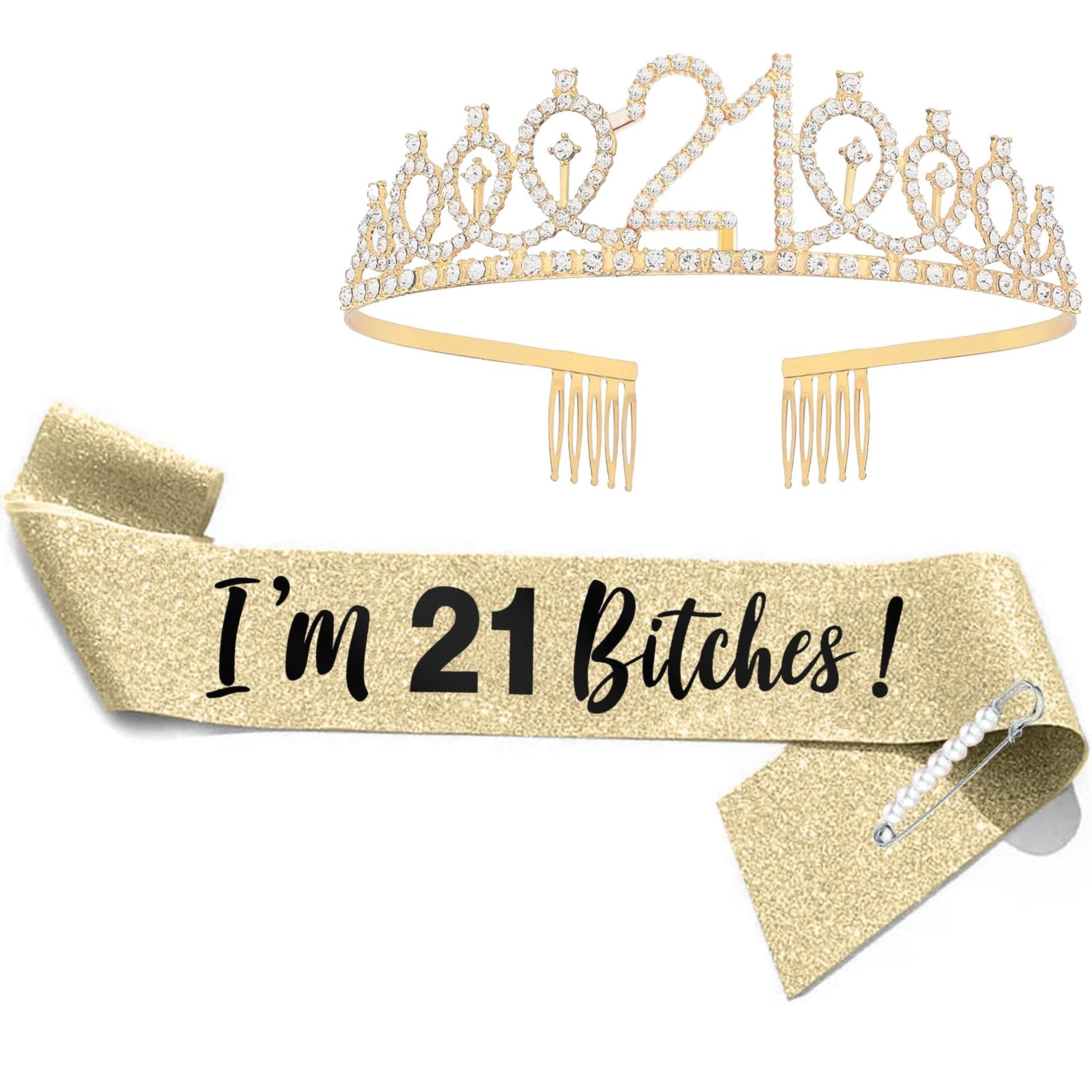 Celebrate Her 21st Birthday with a Glamorous Sash and Rhinestone Tiara ...
