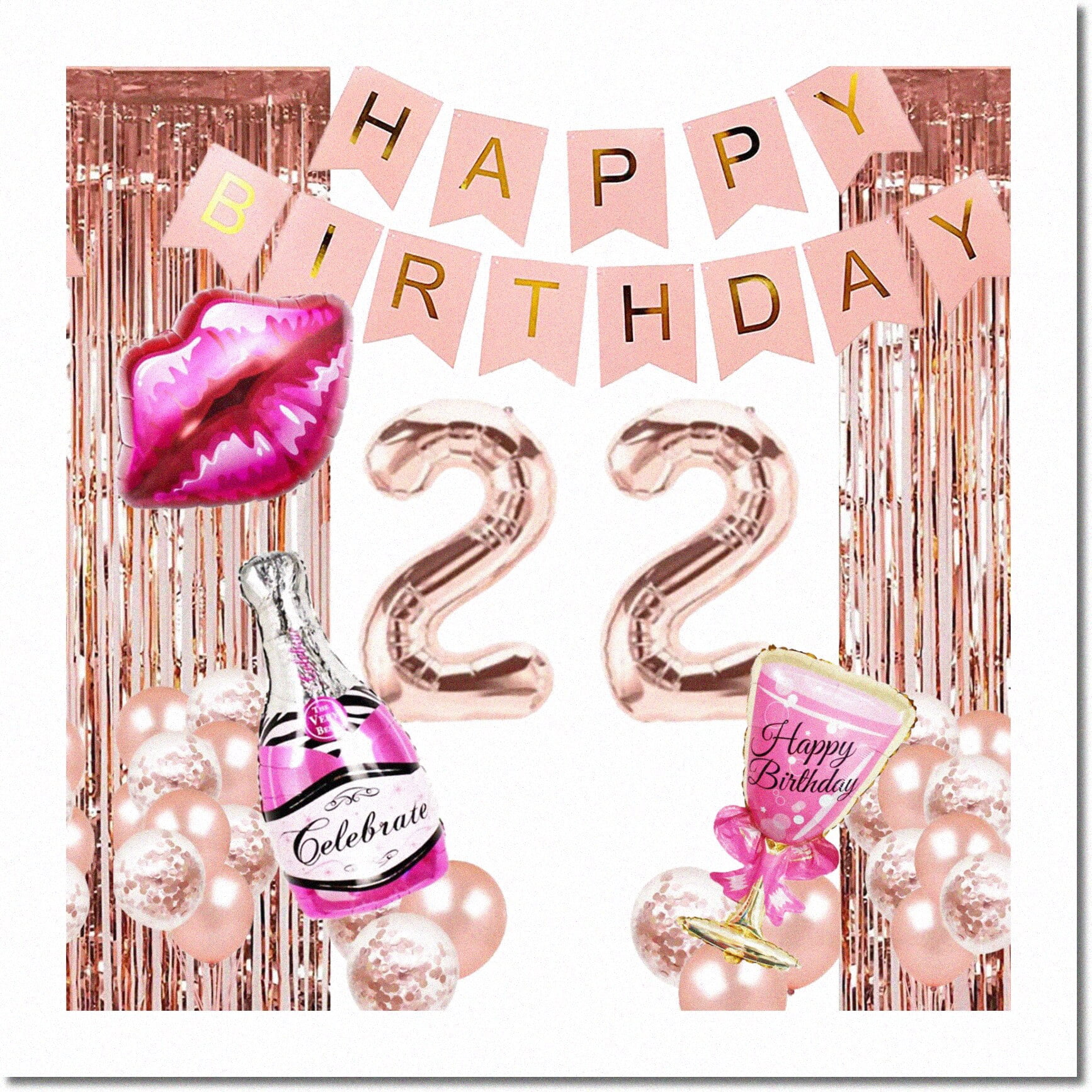 Celebrate 22 in Style: Rose Gold Balloon Bonanza - Sweet 22, Hello 22 ...