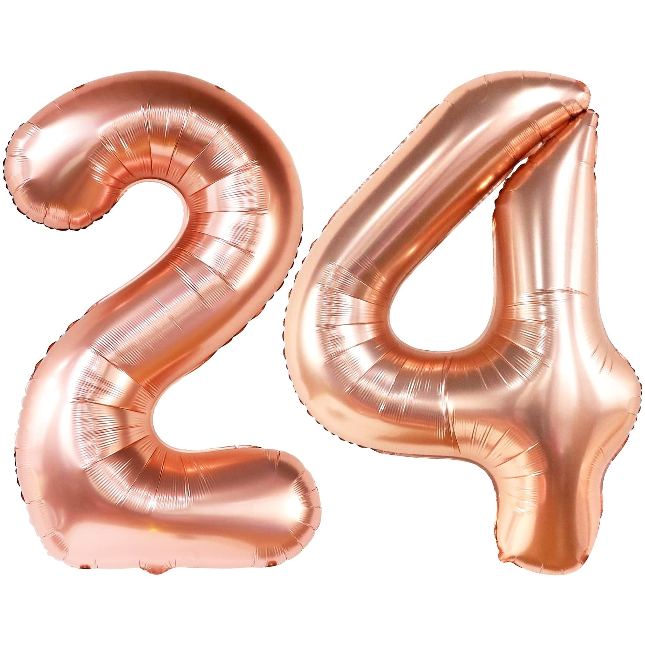 Celebrate 24 Years with Stunning Rose Gold Balloons - 24 Inch Mylar Numbers for Birthday ...