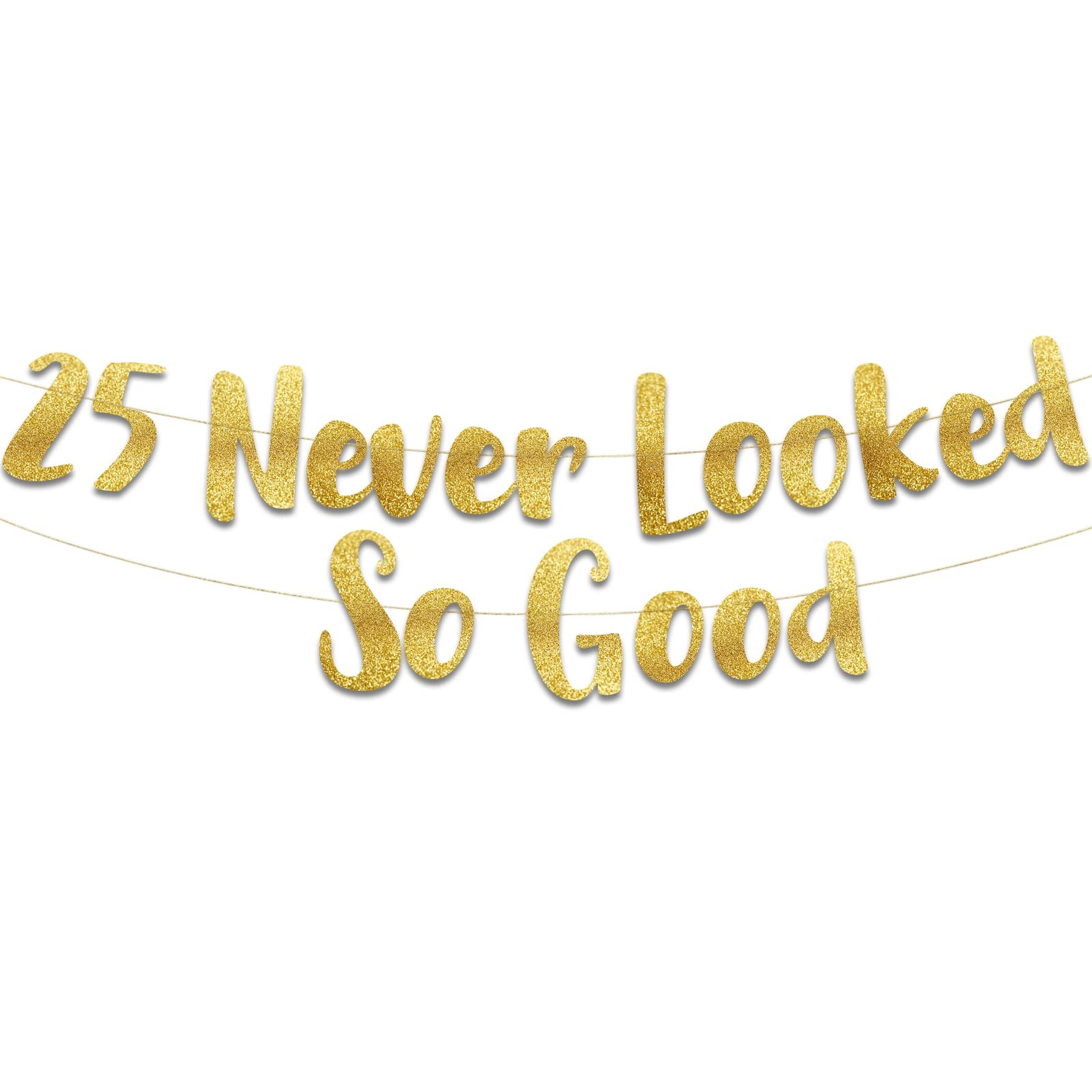 Celebrate 25 Years with Sparkling Gold Glitter Banner for Unforgettable ...