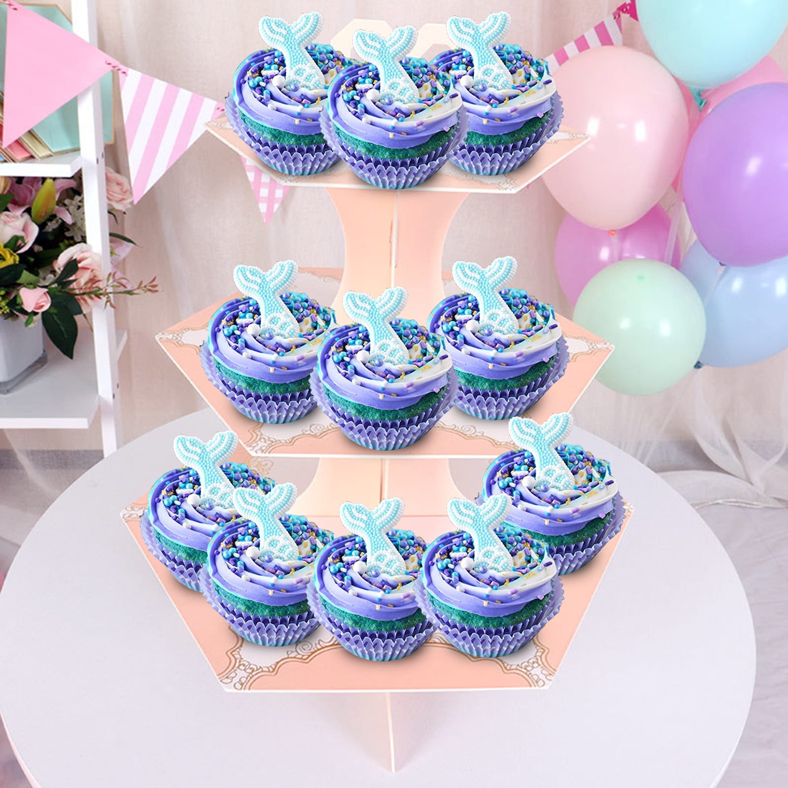 Celebrate 3-Tier Cardboard Cupcake Stand Dessert Tower Treat Stacker ...