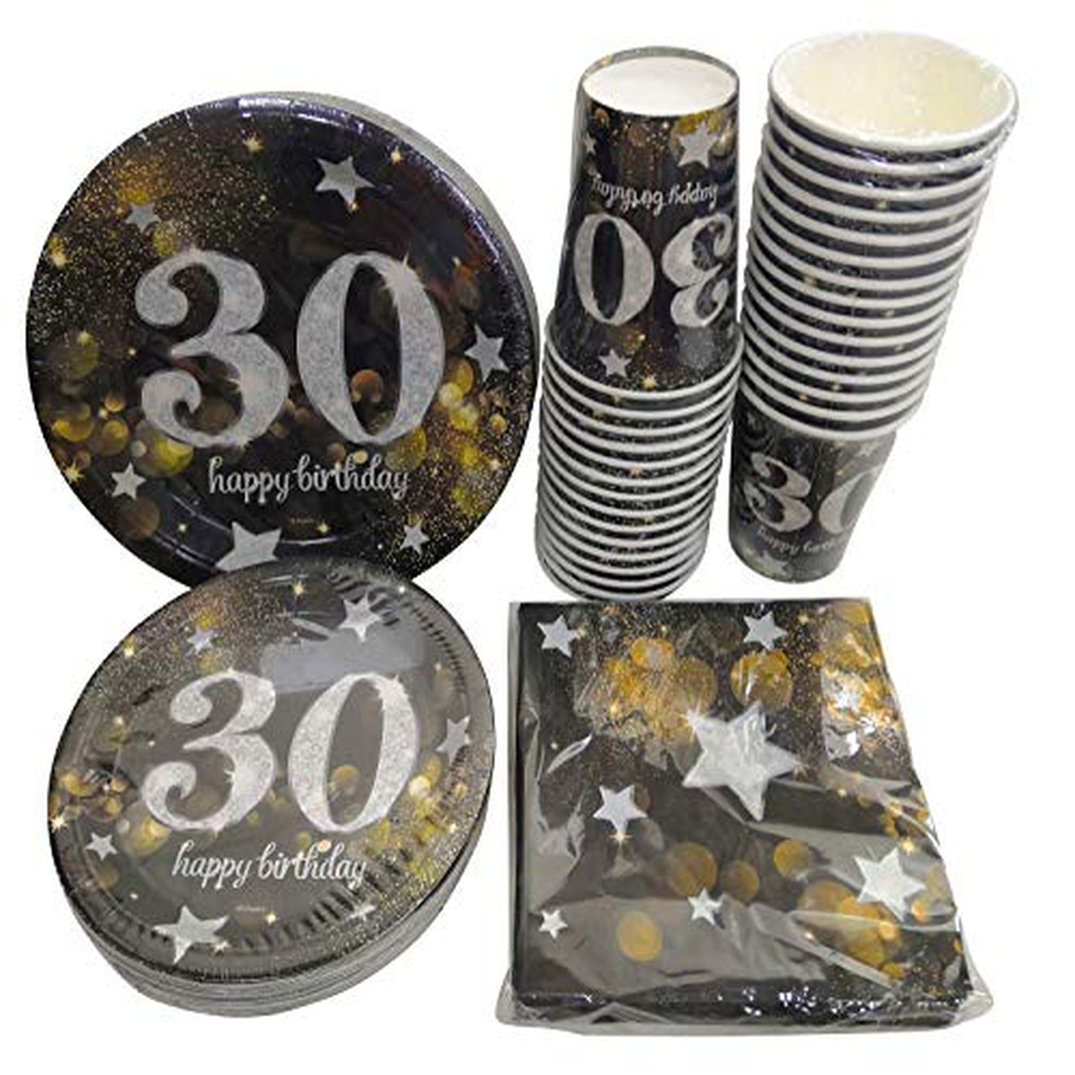 Celebrate 30 Party Essentials Kit - Complete Set of 30 Dinner Plates ...