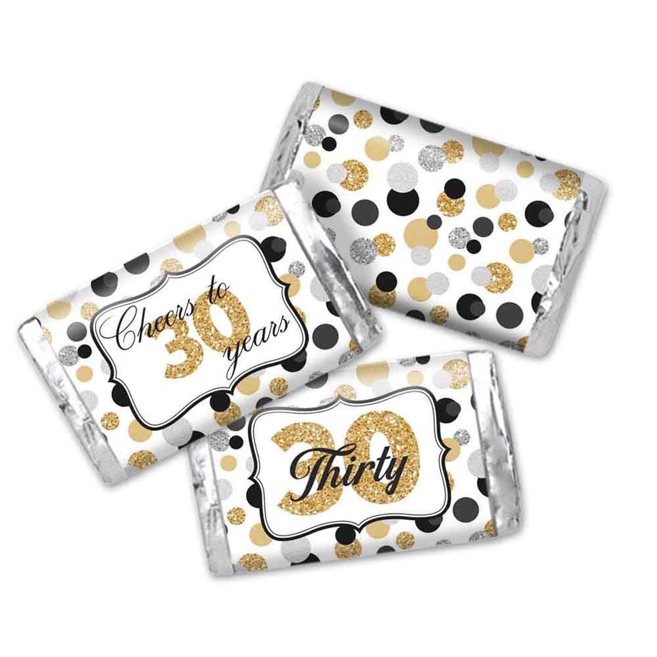 Celebrate 30 Sweet Moments Mini Chocolate Bar Wrappers with Confetti ...