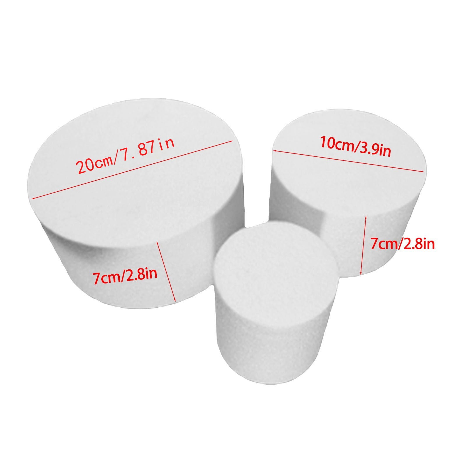 Celebrate 3Pcs/Set 4/6/8Inch Round Foam Cake Dummy Flower Decor Model ...