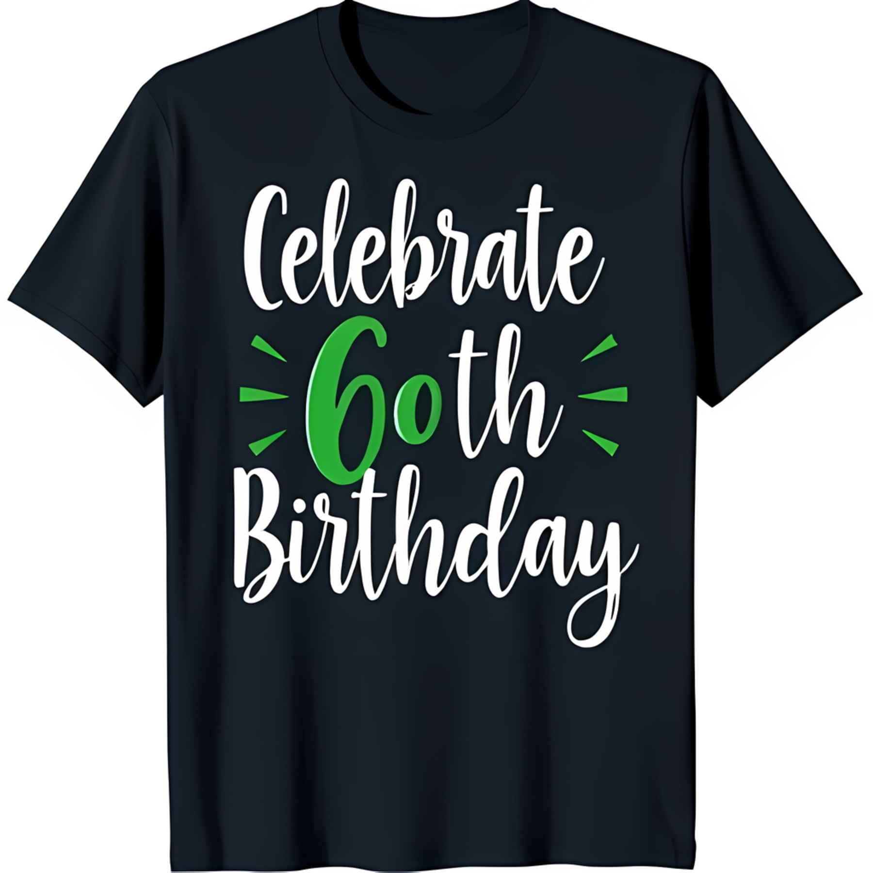 Celebrate 60th Birthday T-Shirt Dark Blue with White Cursive Design ...