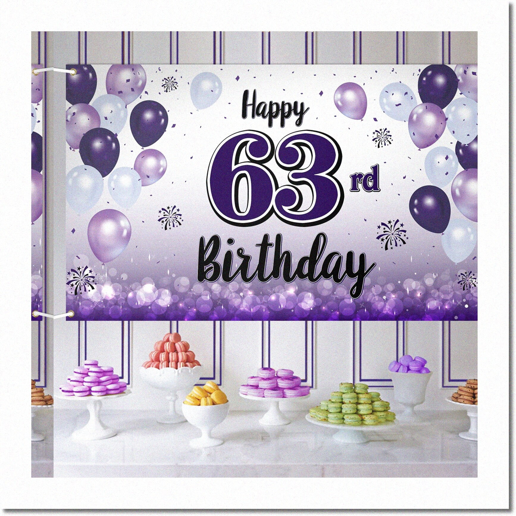 Celebrate 63 Years - Purple Large Banner: Vibrant Photoprop Backdrop for Memorable 63rd Birthday ...