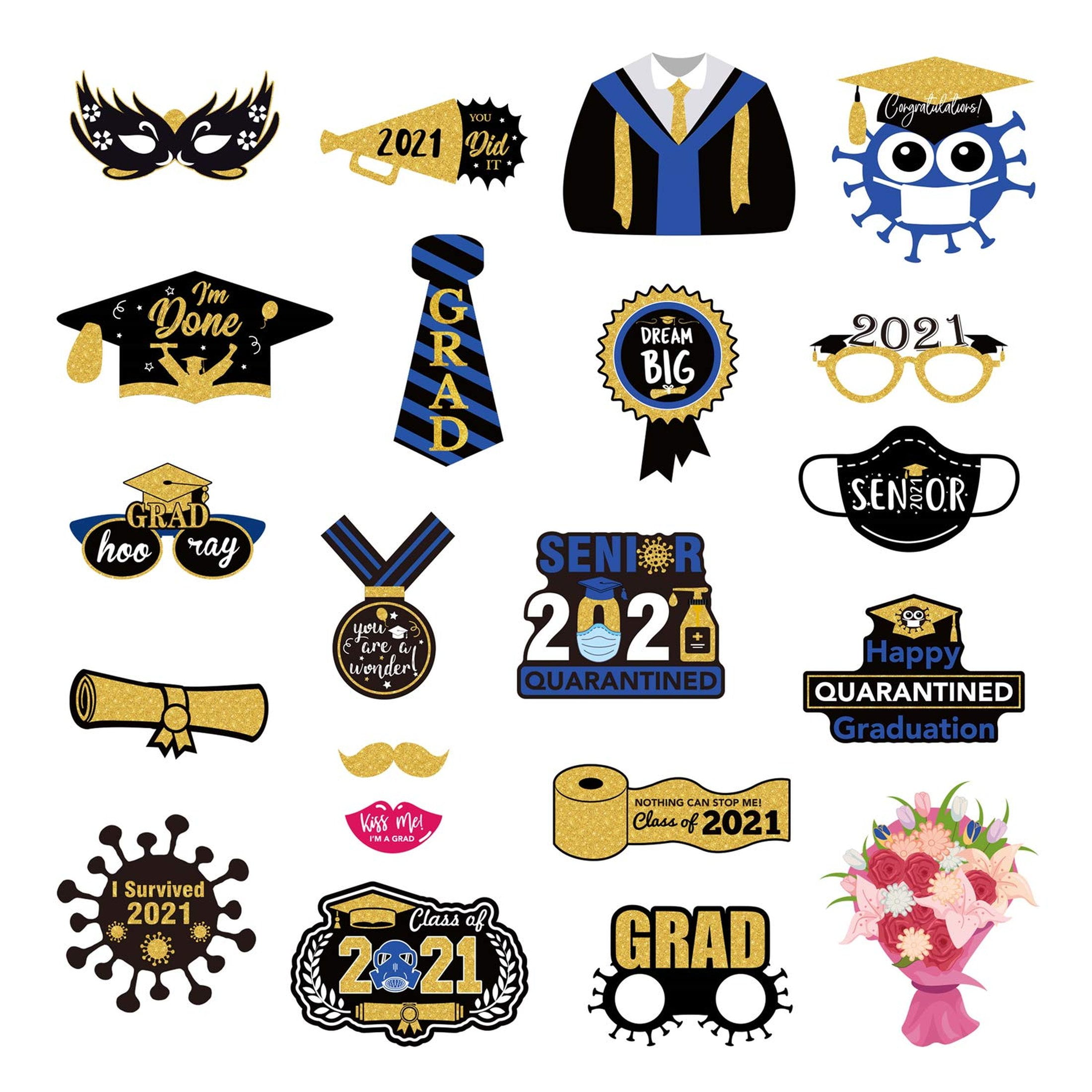 Celebrate Your Achievement with 21 PCS Black and Gold Glitter ...
