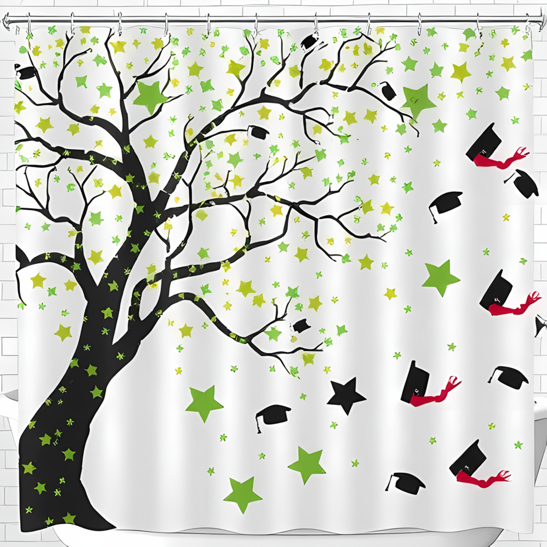Celebrate Achievement with Our Graduation Tree Shower Curtain - Vibrant ...