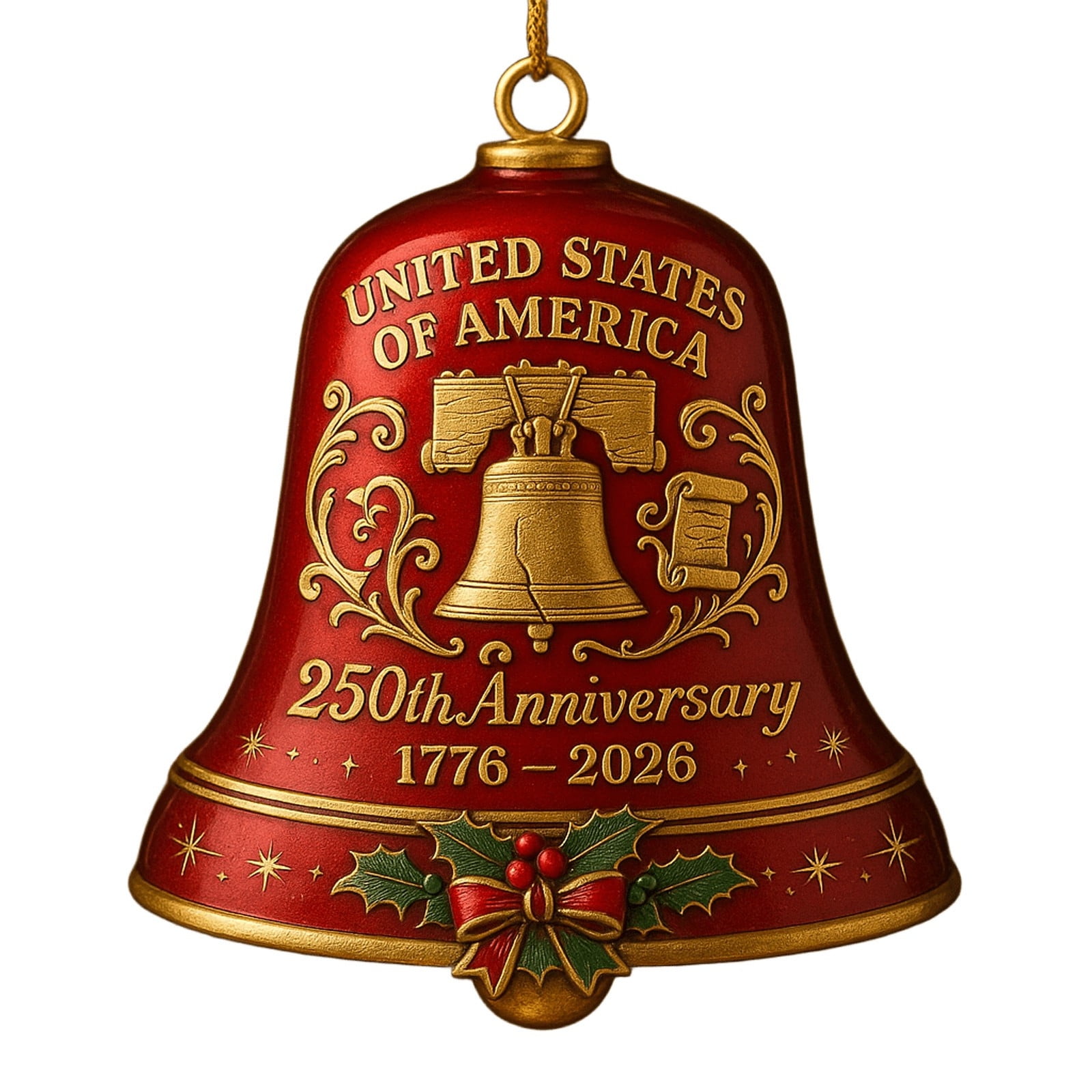 Celebrate America's 250th Anniversary Festive Bell Ornament hanging ...