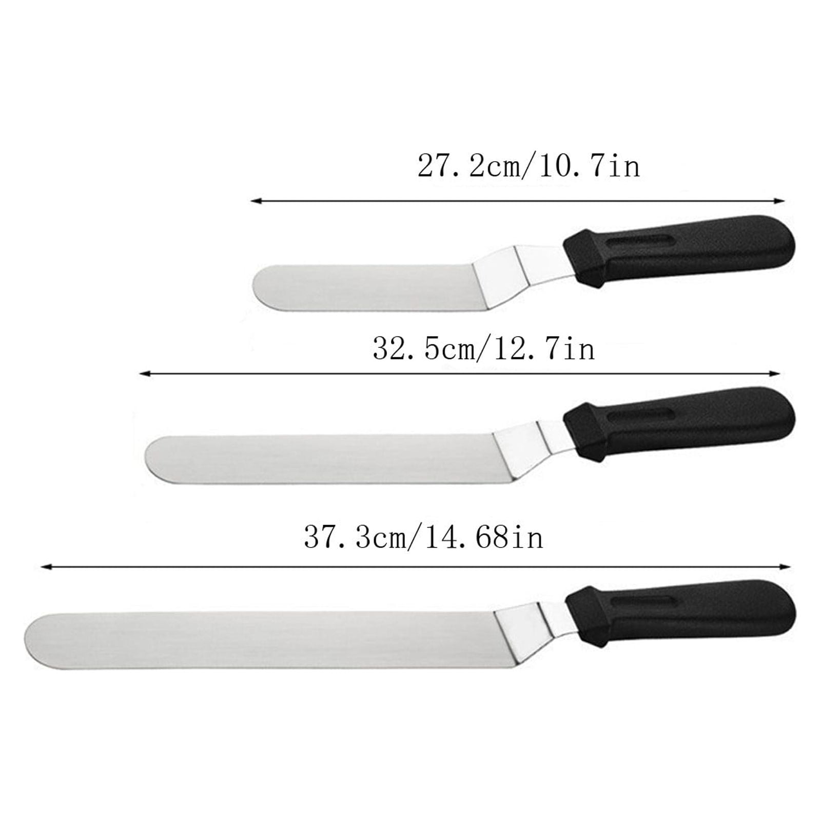Celebrate Angled Stainless Steel Icing Spatula 3 Pack 6 Inch 8 Inch 10 ...