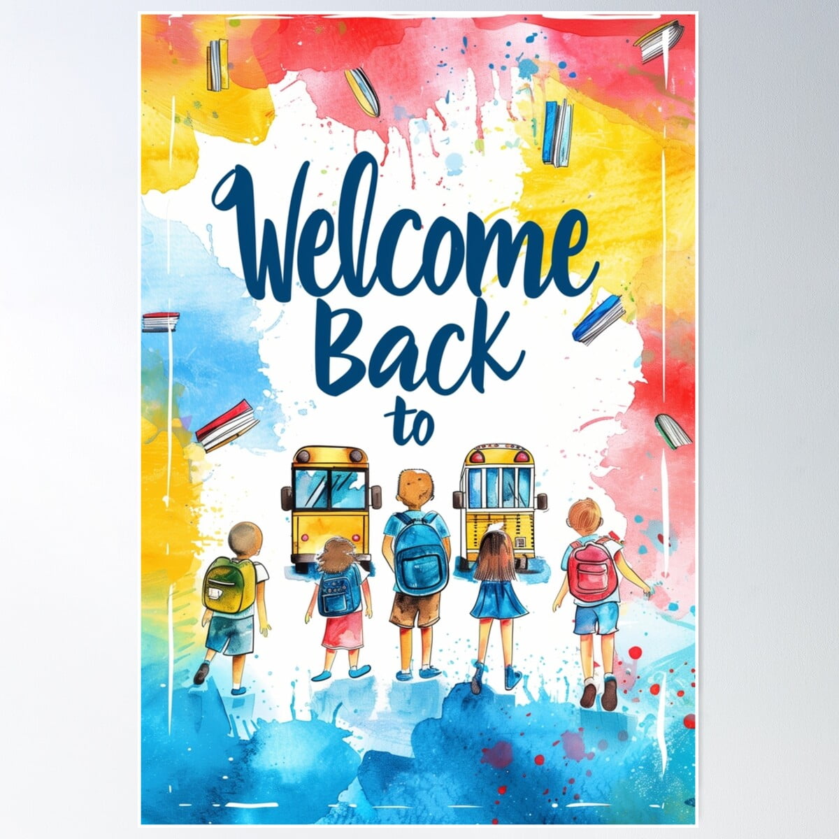 Celebrate Back To School Poster Wall Art, Modern Wall Decor For Living ...